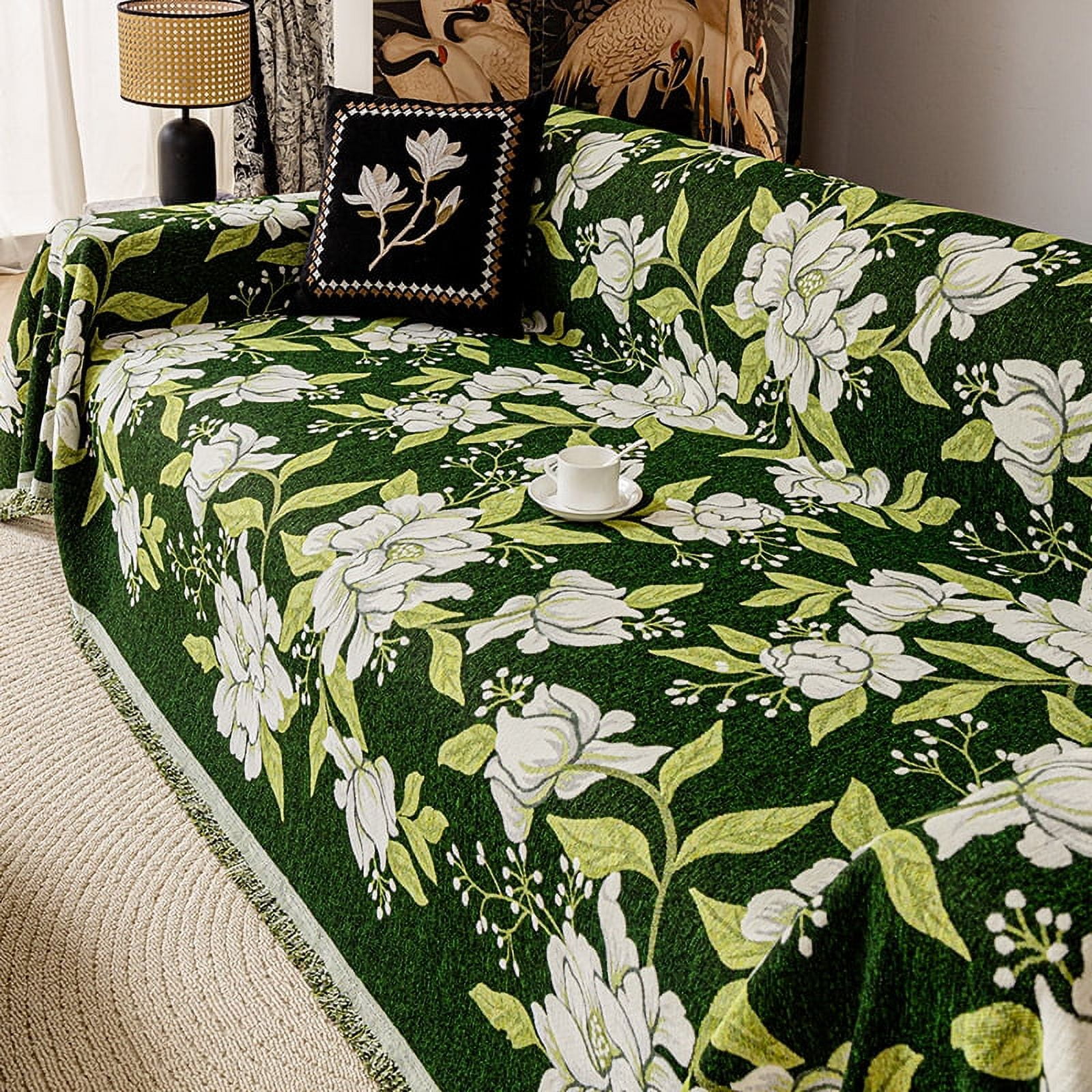 XmhyTop-A Couch Cover Green Chenille Sofa Covers All-season Sofa Towel ...