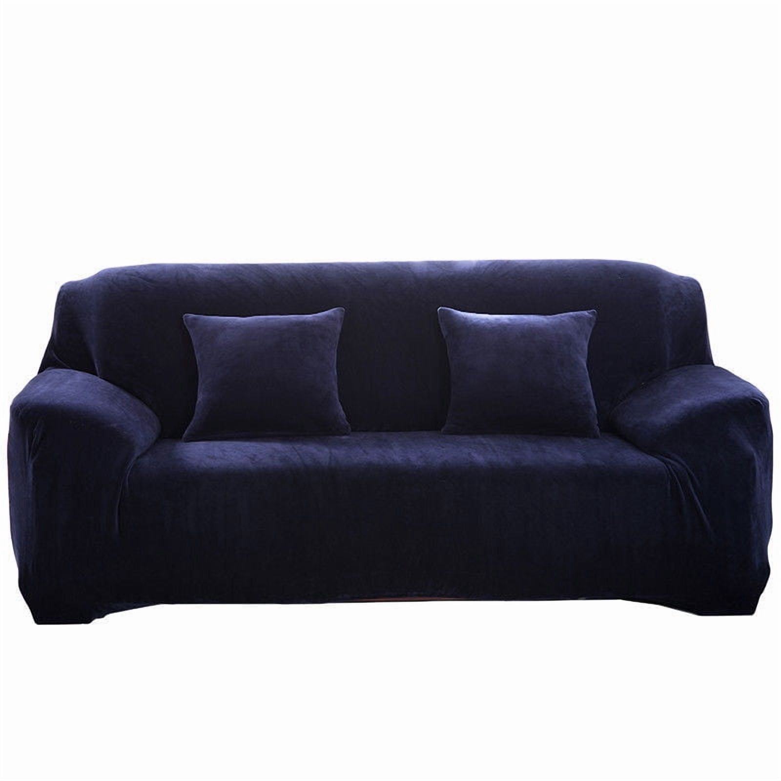 XmhyTop-A Dark Blue Stretch Couch Cover, 2-Seater Plush Sofa Cover ...