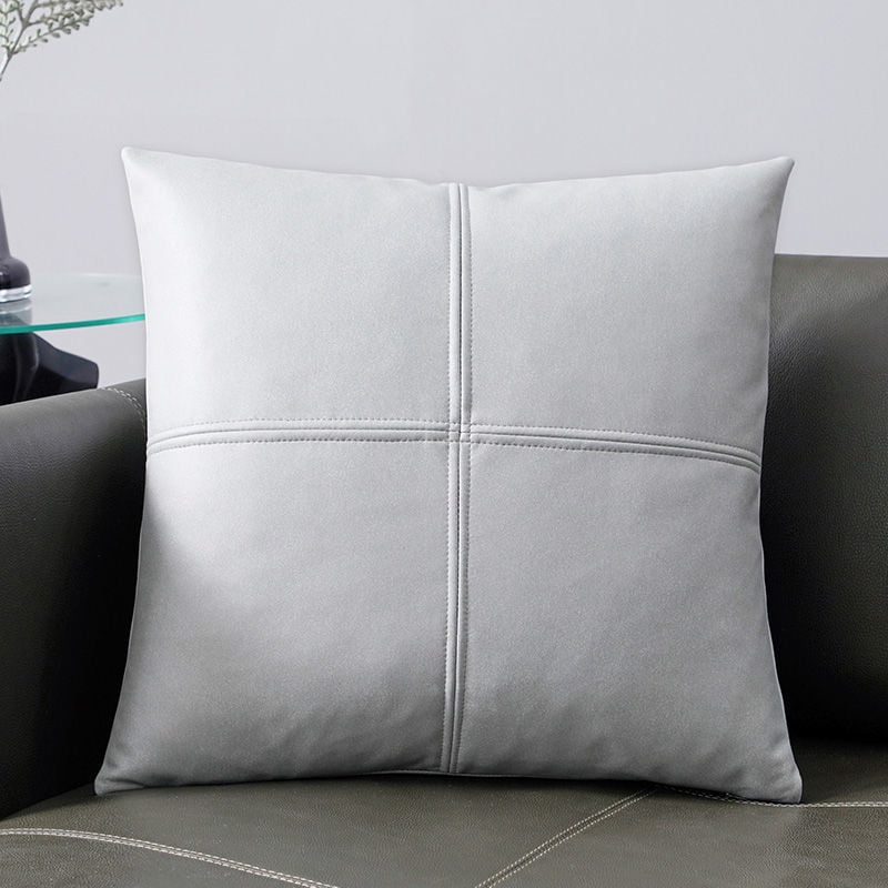 XmhyTop-A Light Grey Decorative Throw Pillows 45*45cm Faux Leather Tech ...