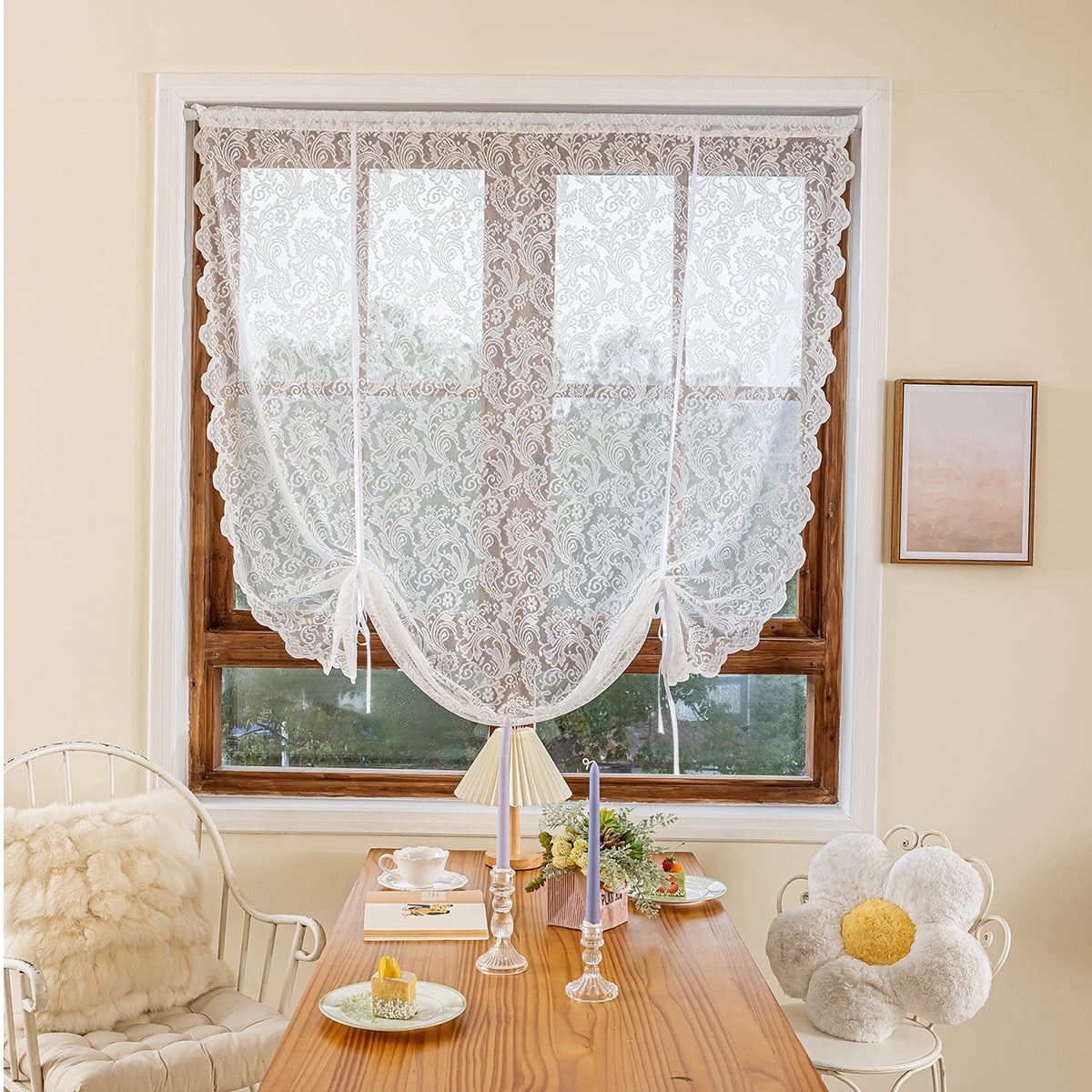 XmhyTop-A White Curtain 1 Piece 150*160cm Easy Install Pull Through ...
