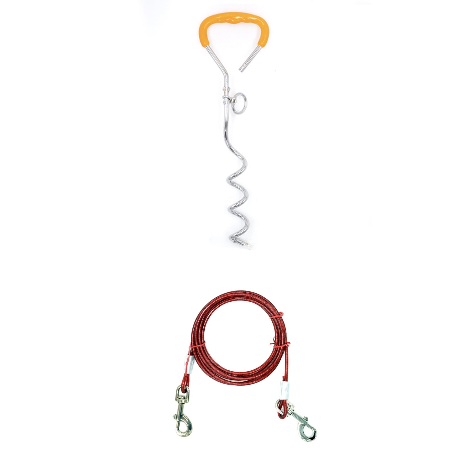 XmhyTop-A dog leash and wooden stake set with yellow handle, suitable ...