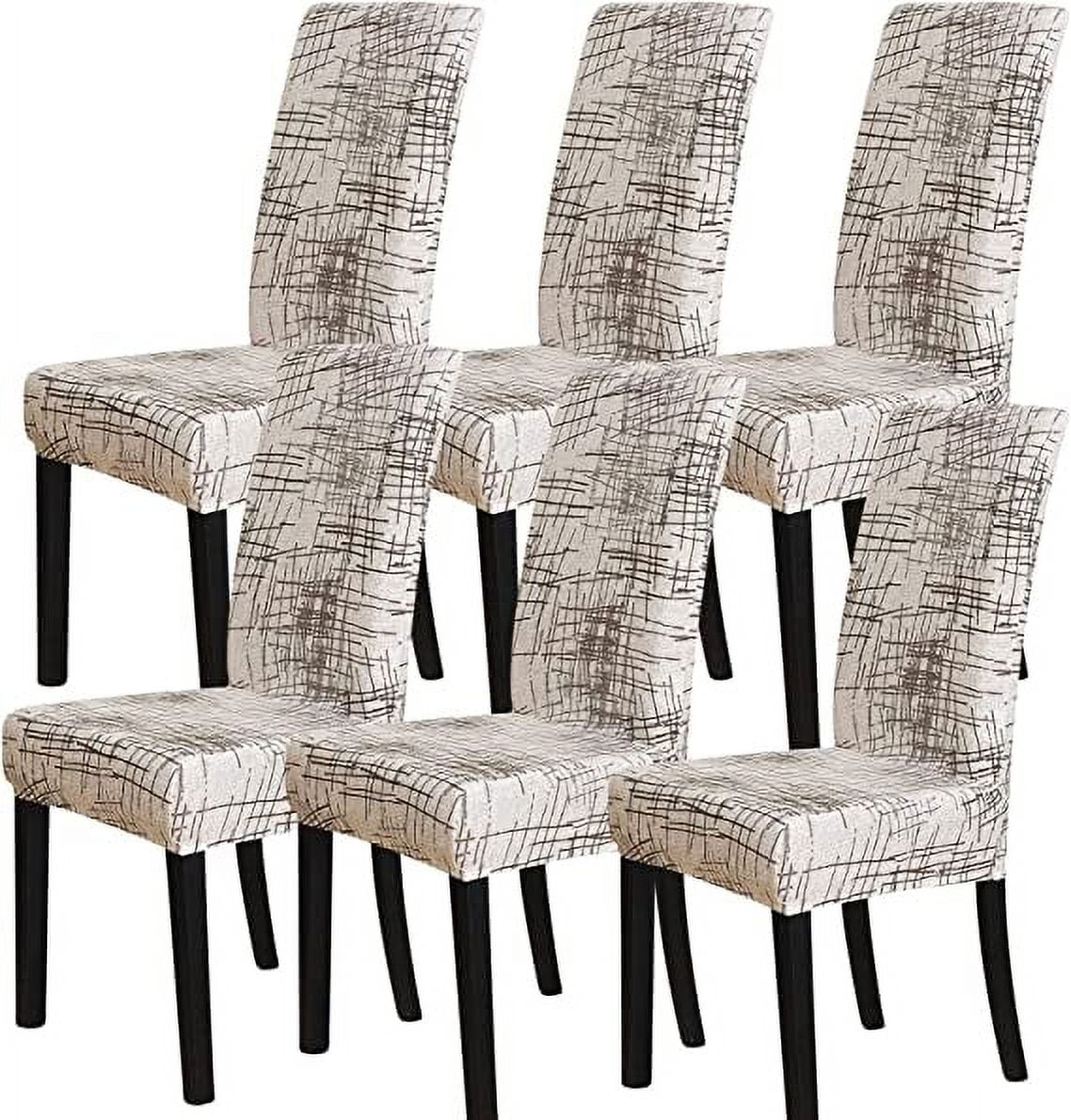 XmhyTop Chair Covers for Dining Room 6 Pack Dining Kitchen Chair Cover ...