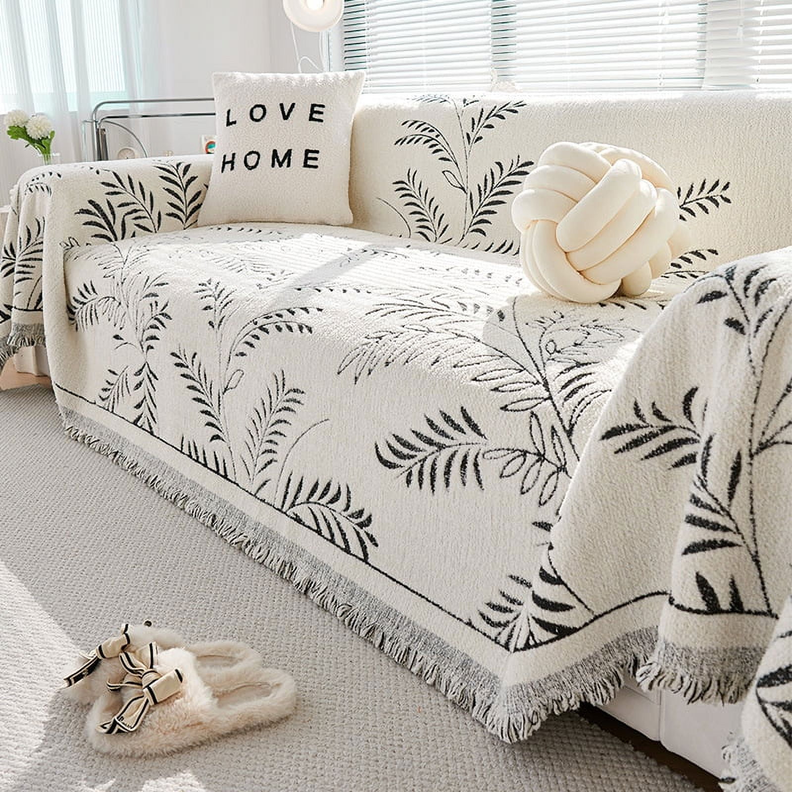 XmhyTop Couch Cover Black Chenille Sofa Covers Prevent cat scratching ...