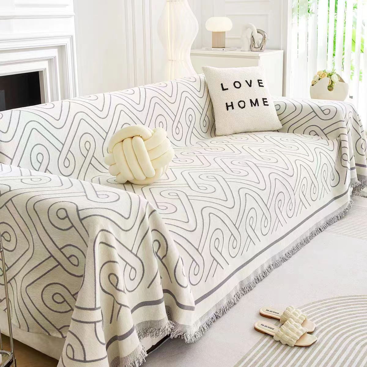 XmhyTop Couch Cover Chenille Sofa Covers Geometric Lines Sofa Towel ...