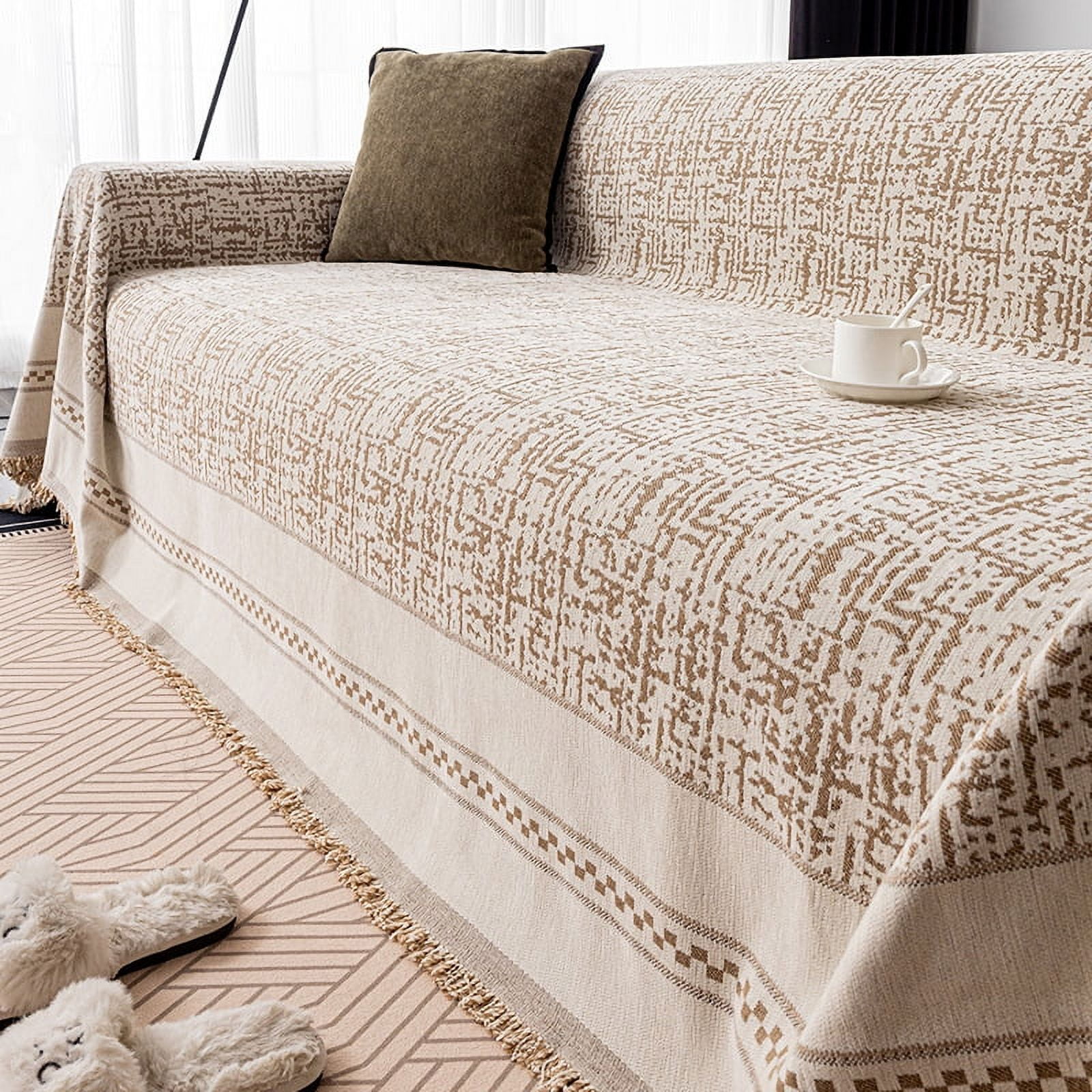 XmhyTop Couch Cover Khaki Chenille Sofa Covers Integrated Sofa Towel ...