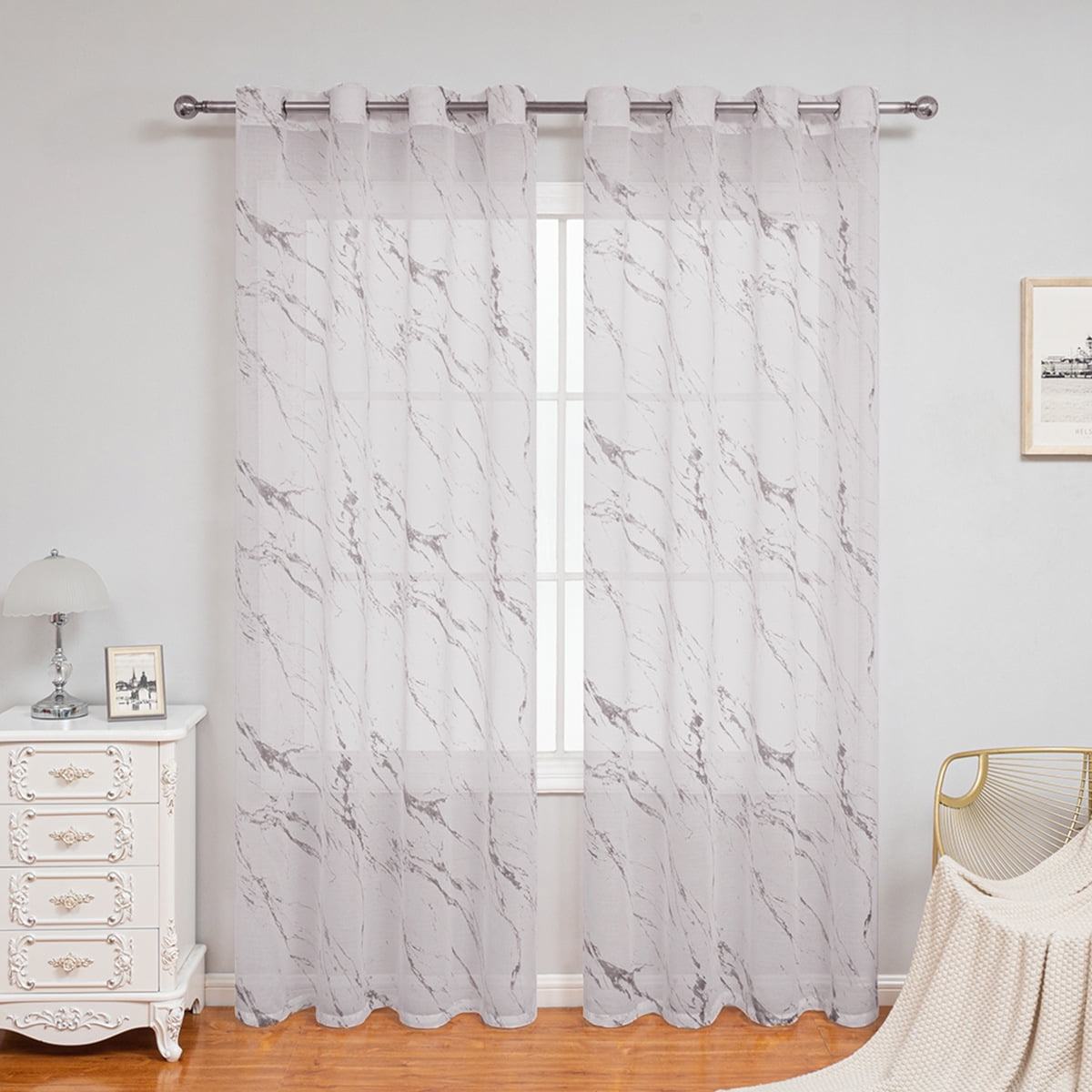 XmhyTop Curtain Sheer, Light Filtering Curtains 100*130CM Grey, 1 slice ...