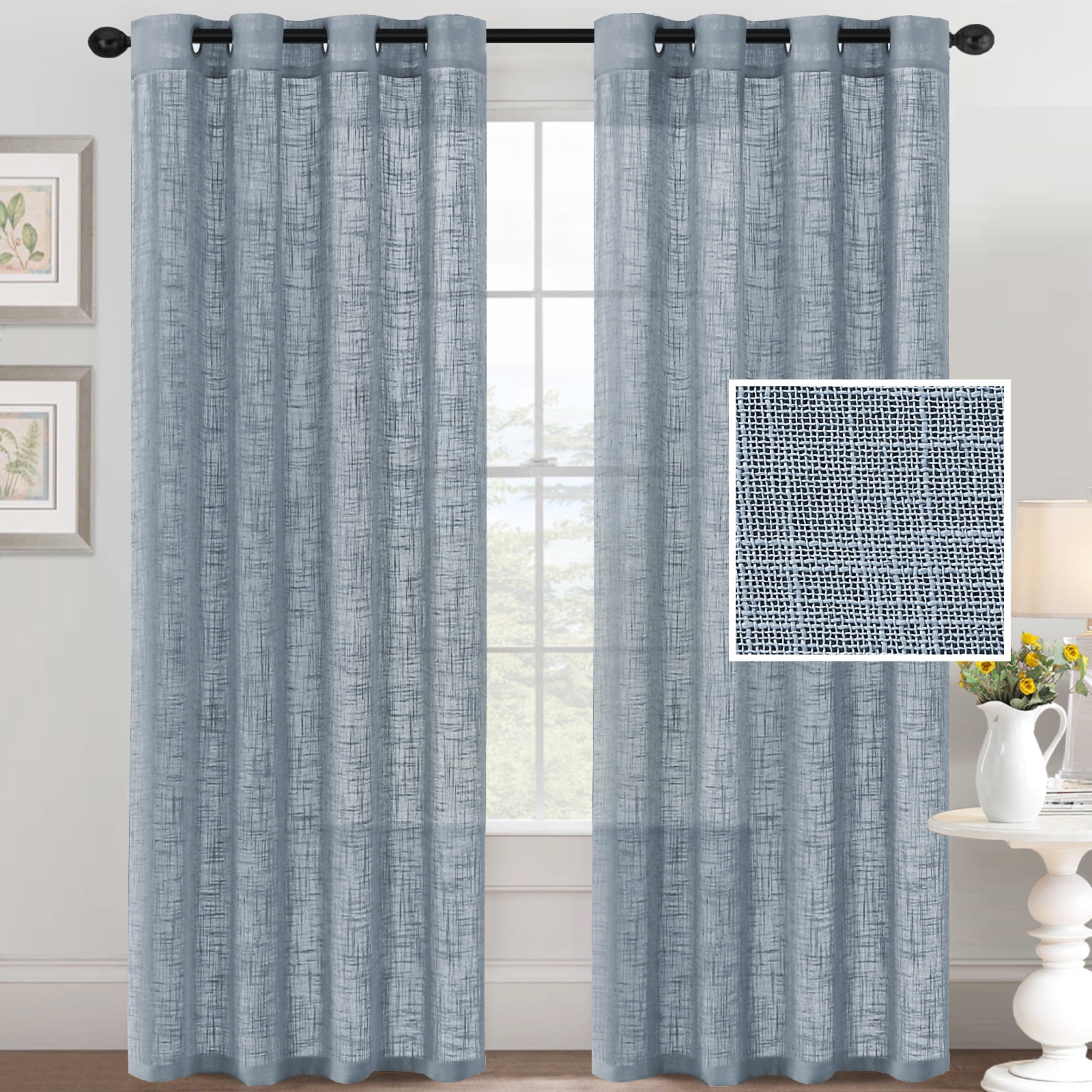 XmhyTop Curtains Sheer - Texture Sheer Window Covering, Light & Airy ...