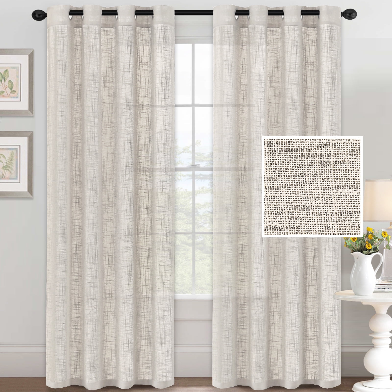 XmhyTop Curtains Sheer - Texture Sheer Window Covering, Light & Airy ...