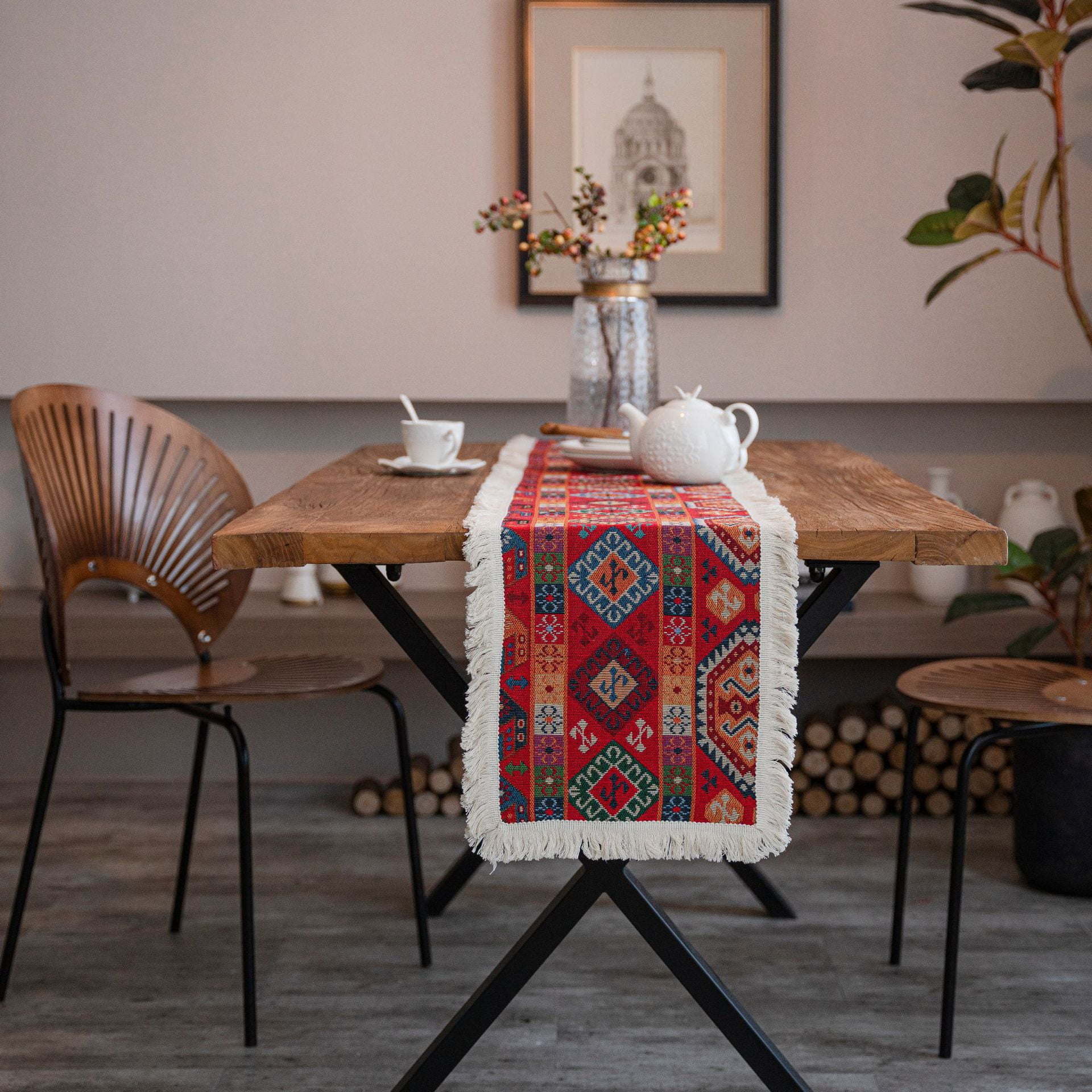 XmhyTop Party - Ready Jacquard Sunflower Tassel Table Flags: Brighten ...