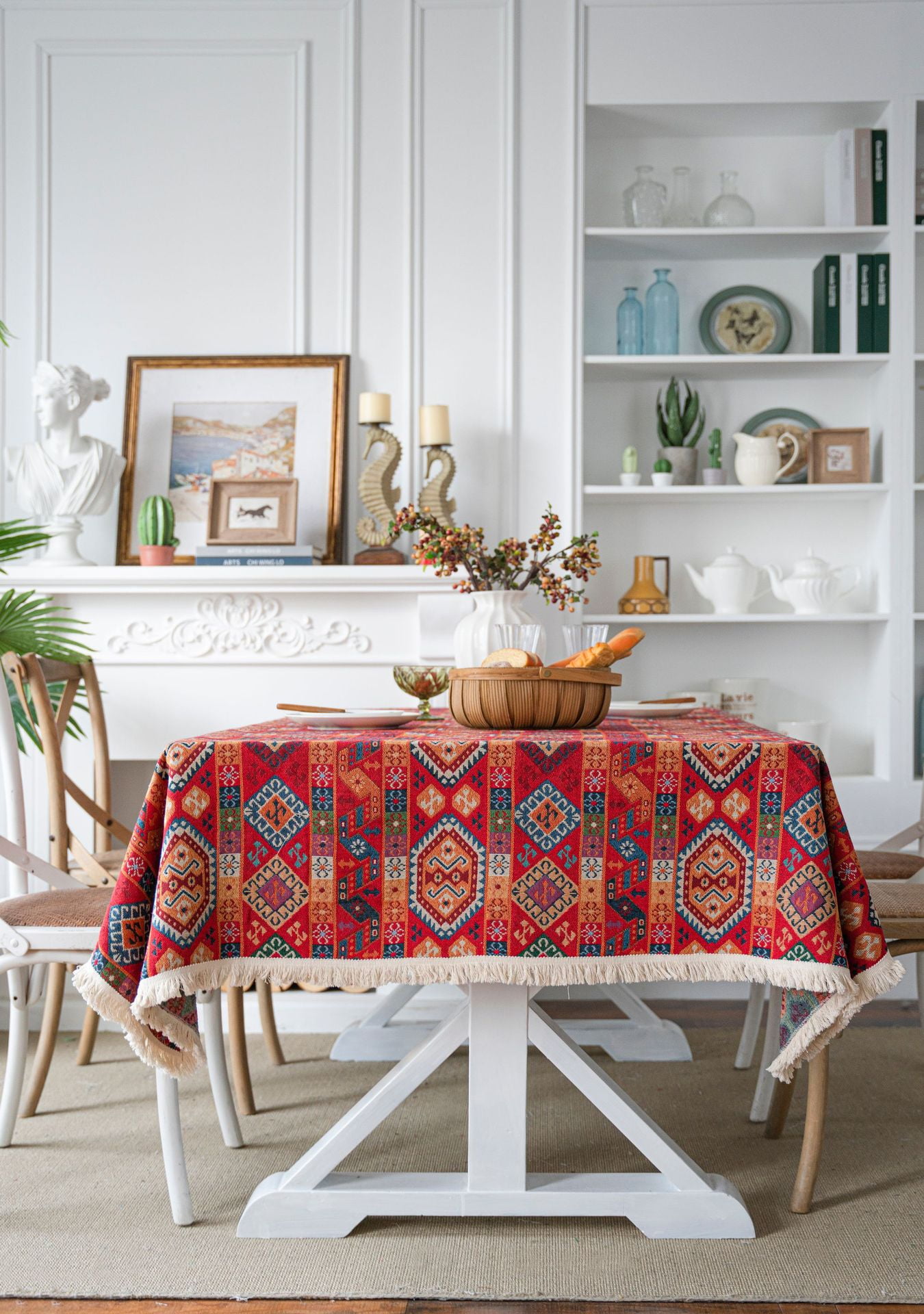 XmhyTop Retro Tablecloth Fabric Home Rectangular Table Fabric Geometric ...
