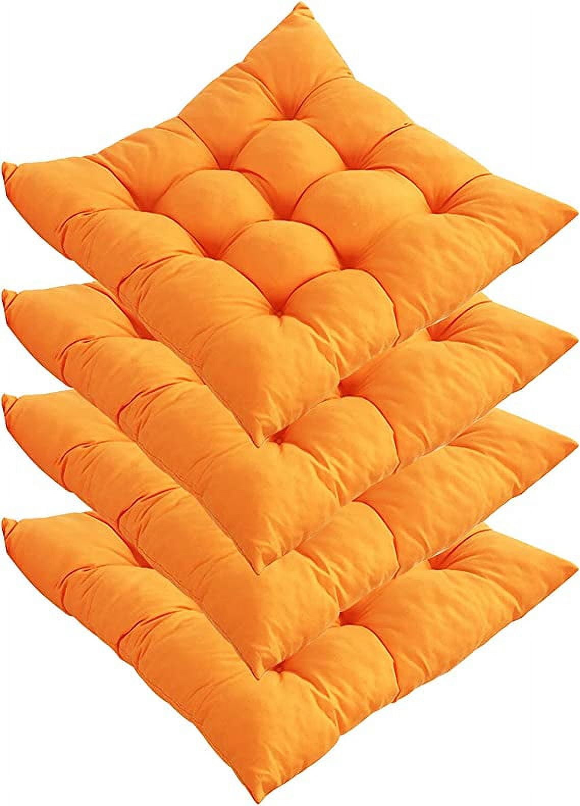 XmhyTop Set of 4 Plush Comfort Chair Cushions with Straps, Non-Slip Square Pads for Dining ...