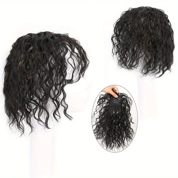 XmhyTop Women’s Curly Fluffy Wig Pieces for Top of Head, Seamless Clip ...