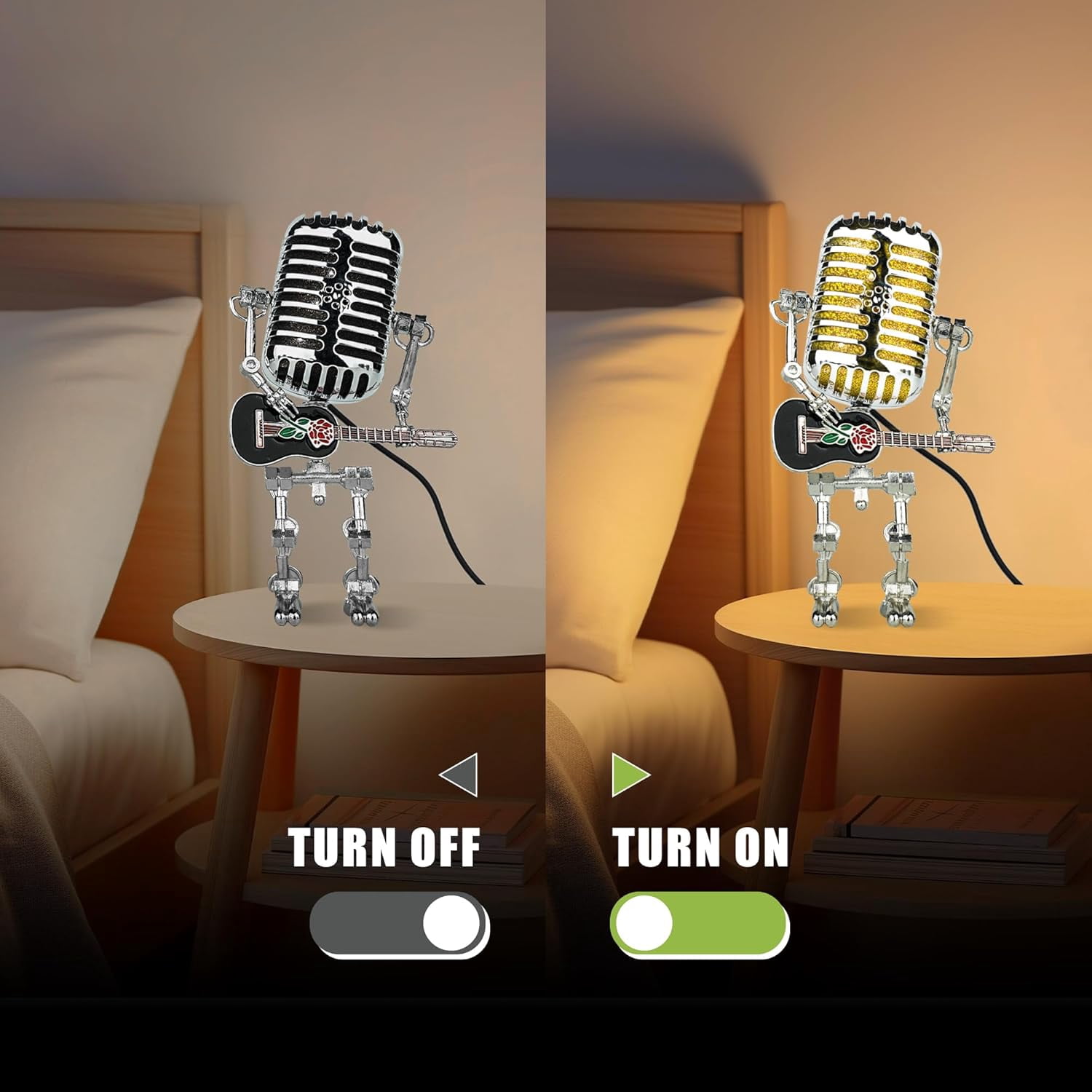 Xmpmrp Vintage Microphone Robot Lamp, Metal Microphone Robot Lamp with ...