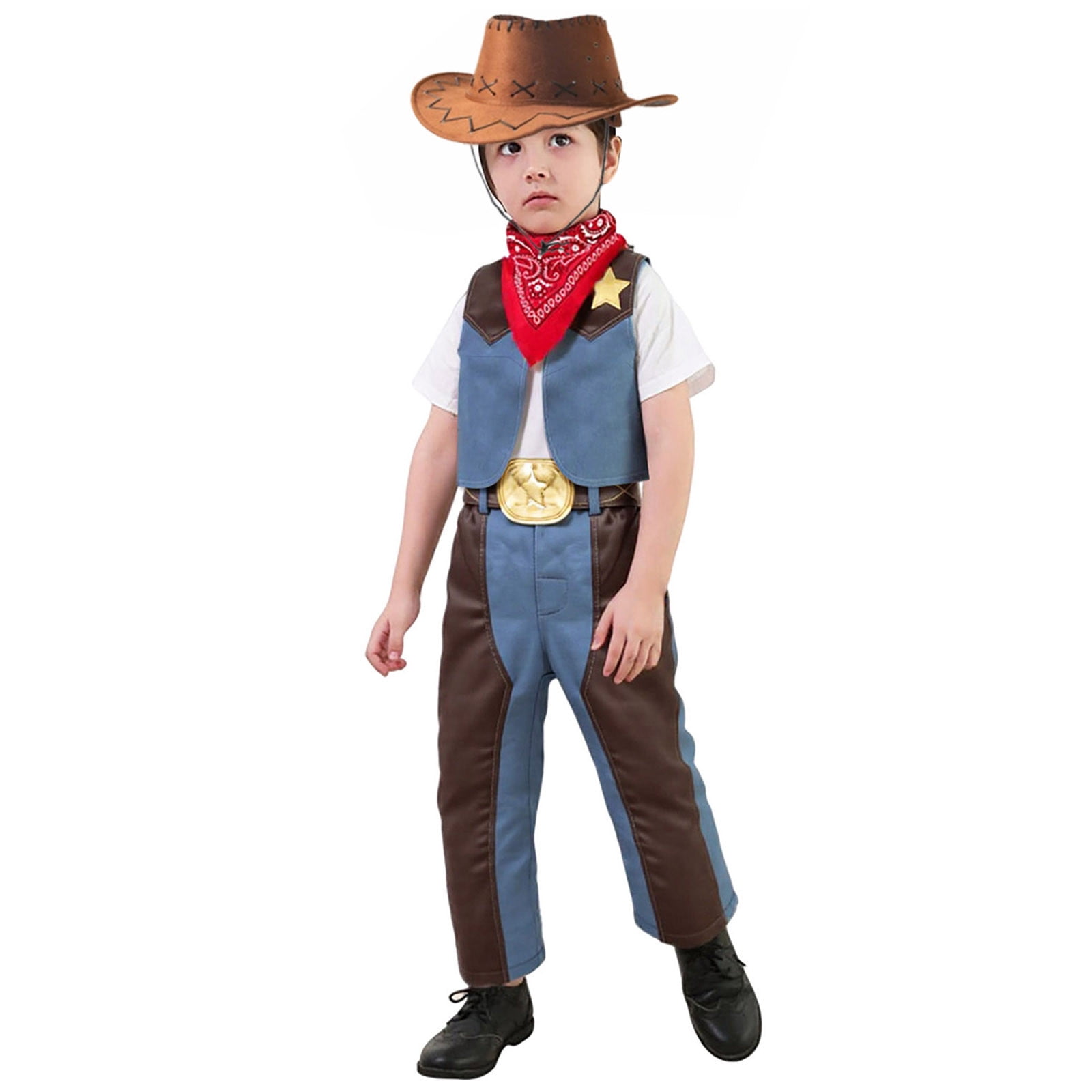 Xmyrz Boy Outfits Pants Set Western Cowboy Role Play Short Sleeve ...