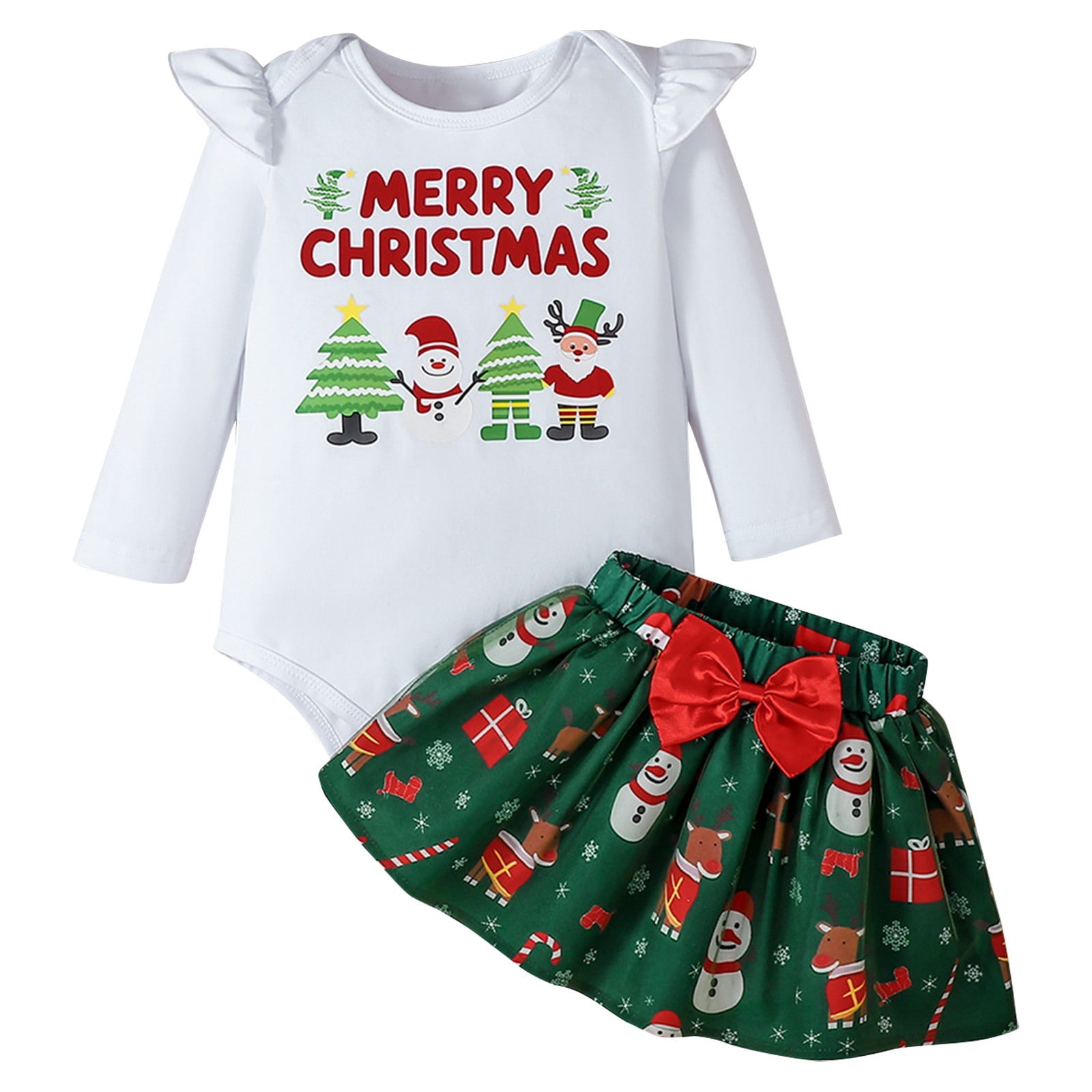 Xmyrz Christmas Outfits For Girl Comfy Cartoon Print Romper Relaxed Fit ...