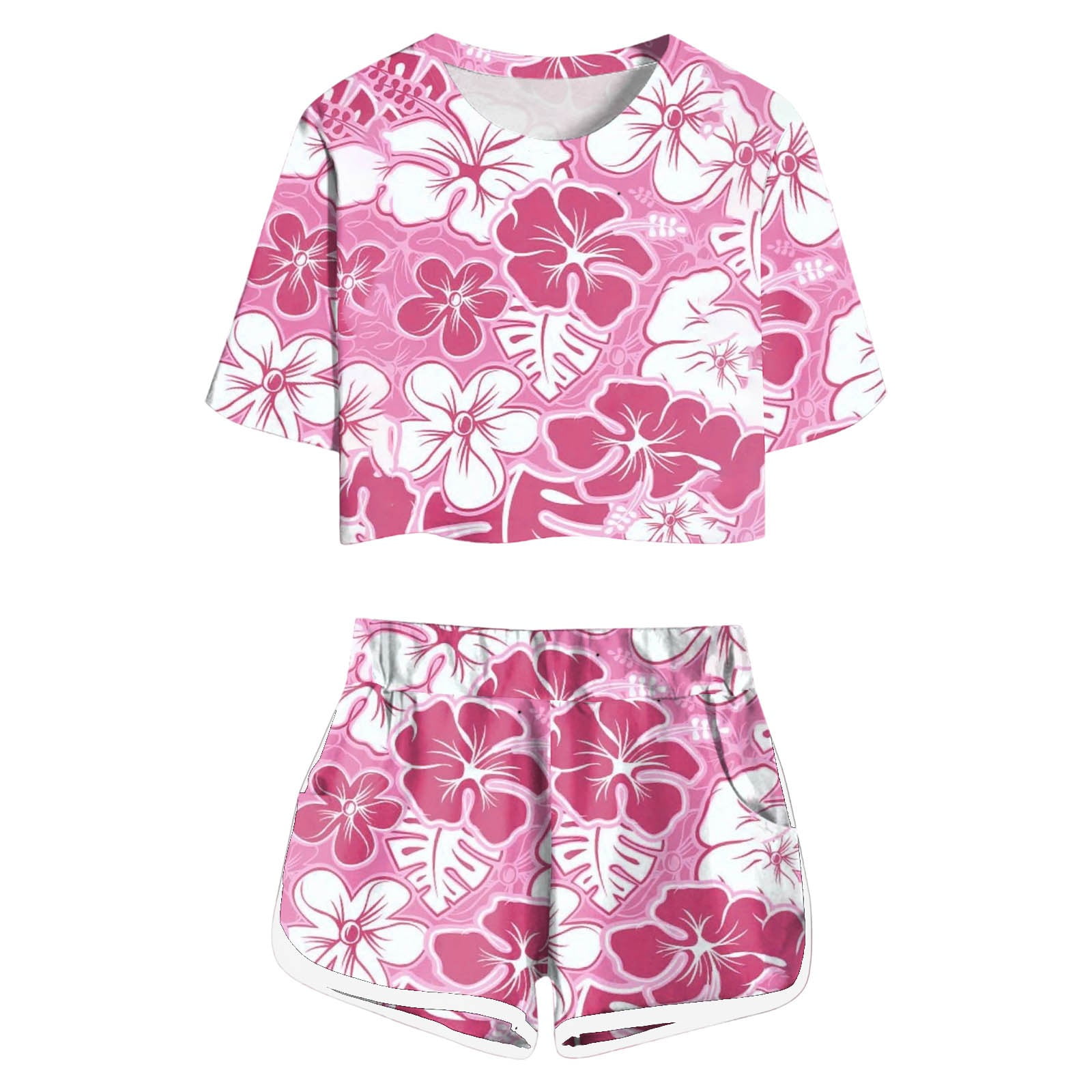 Xmyrz Girl Outfits Shorts Set Print Vacation Casual Fitted Floral ...