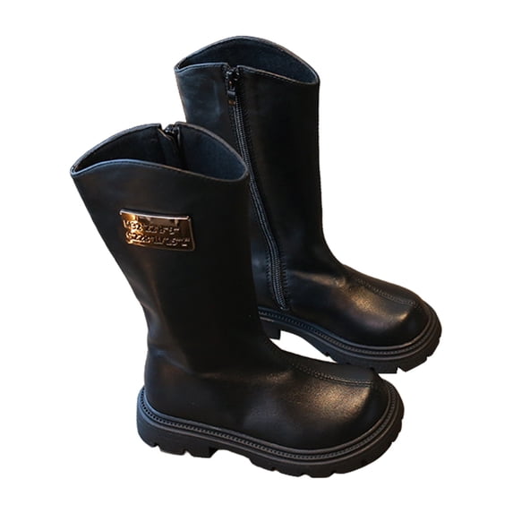 Xmyrz Kids Snow Boots Girl Going Out Vogue Anti Slip Plain Side Zip Up ...