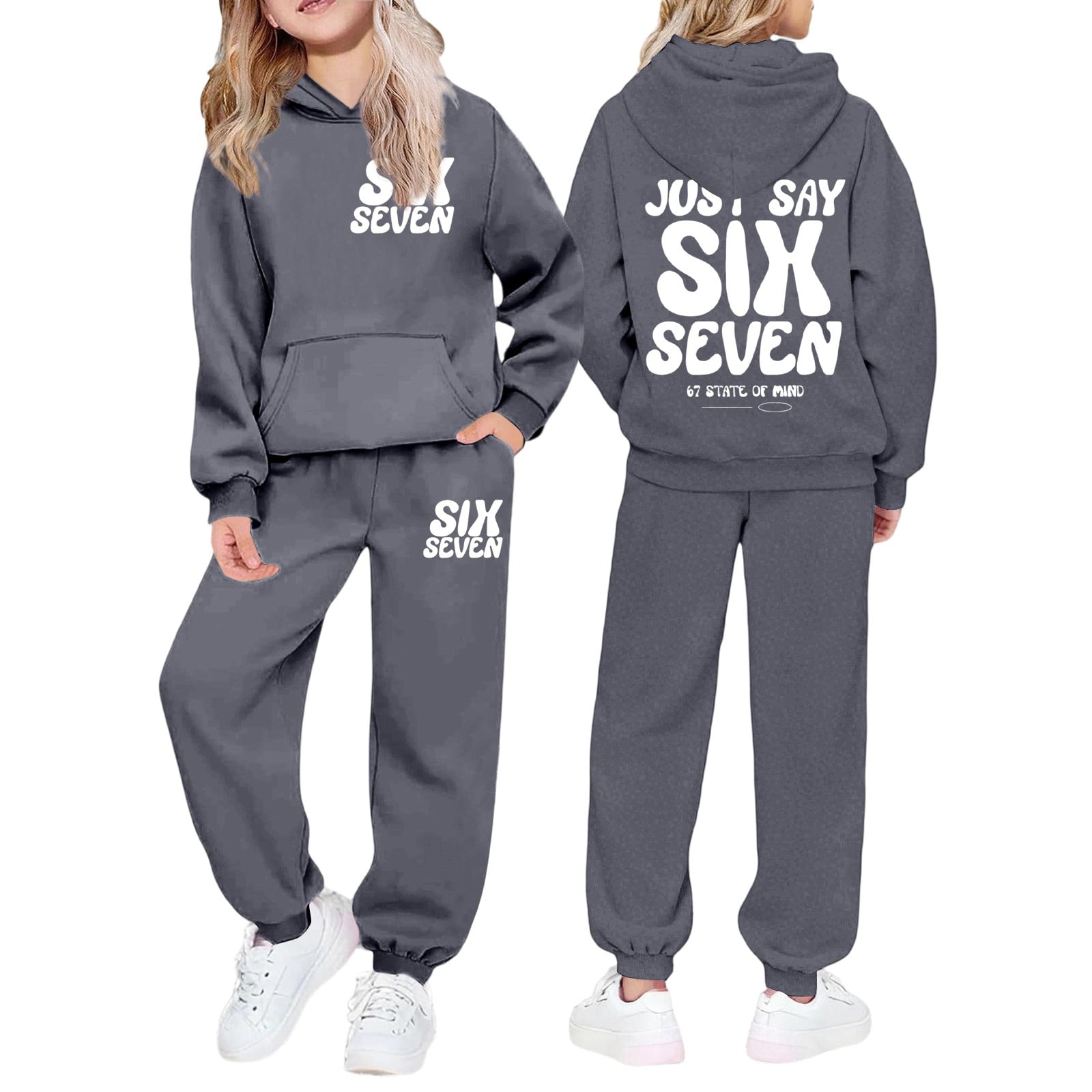 Xmyrz Little Girl Holiday Outfits Pants Set Jogger Hoodie 67 Fleece ...