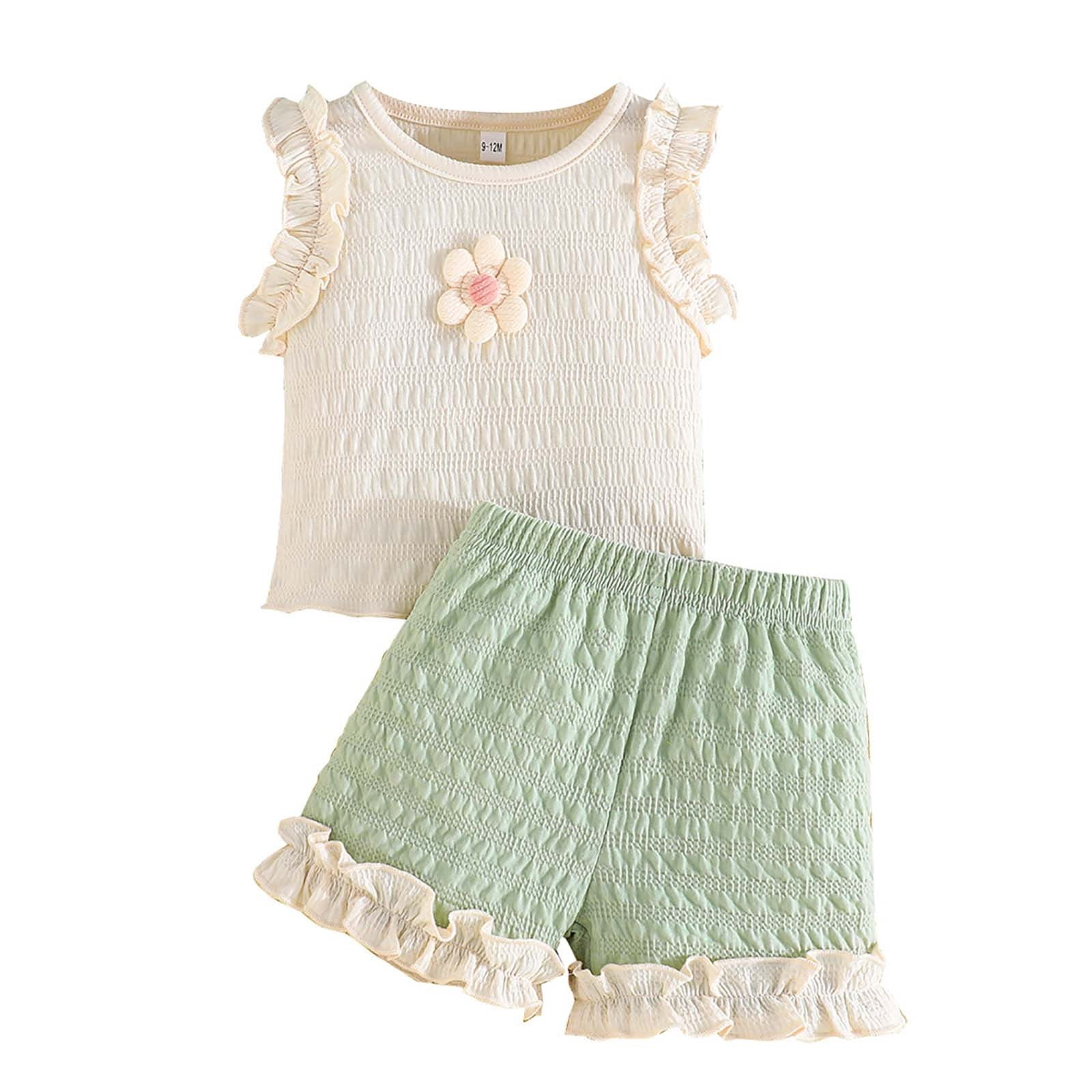 Xmyrz Little Girl Holiday Outfits Shorts Set Floral Outgoing Sleeveless ...
