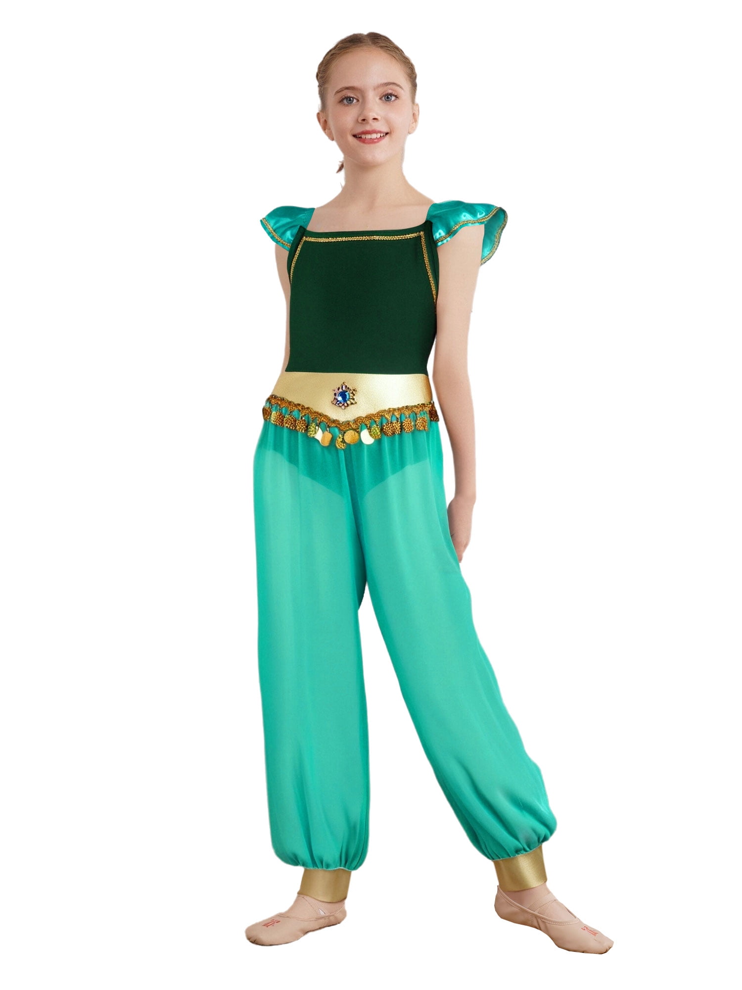 Xnihocha Arabian Dance Jumpsuits for Girls Rhinestone Patchwork Flying ...