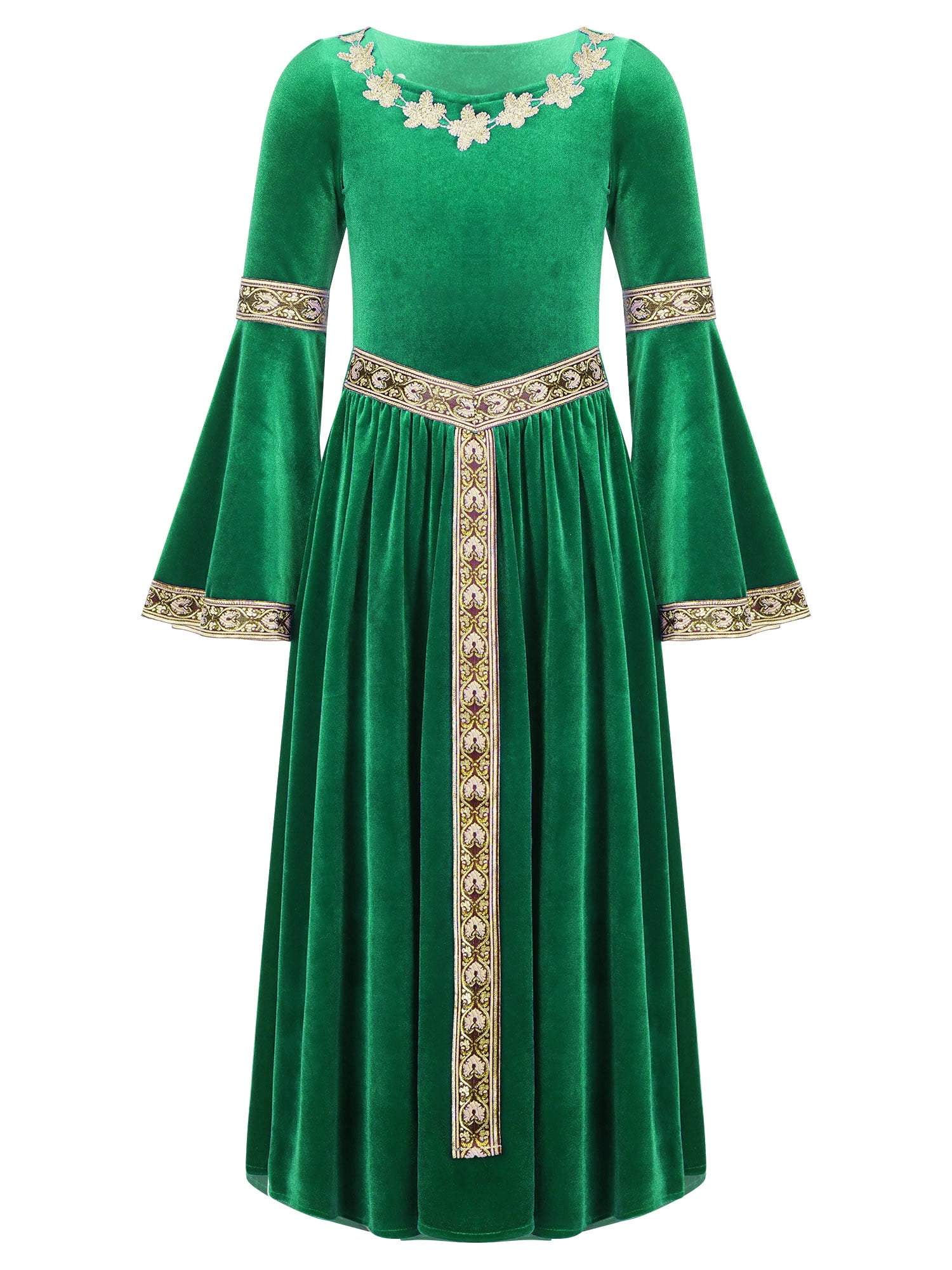 Xnihocha Big Girls Medieval Princess Maxi Dress Renaissance Long Bell ...