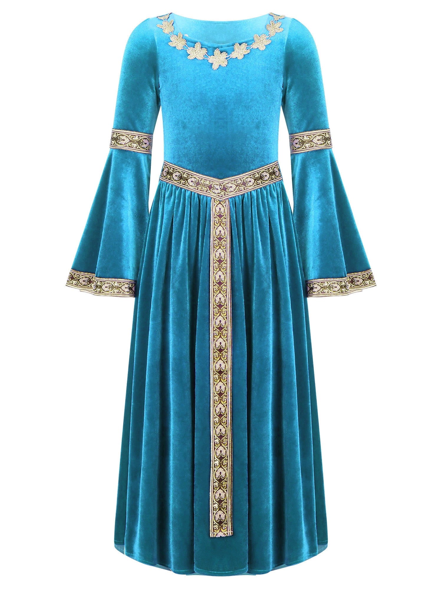 Xnihocha Big Girls Medieval Princess Maxi Dress Renaissance Long Bell ...