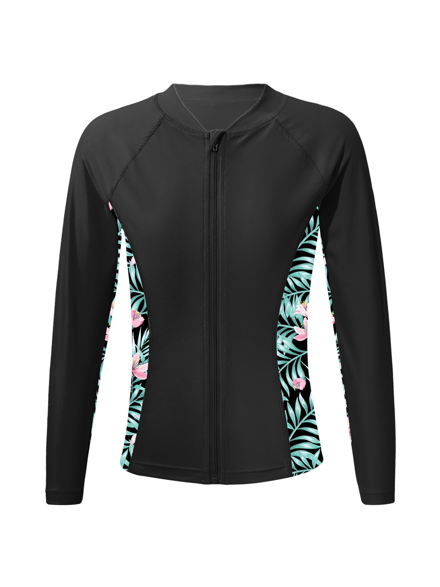 Xnihocha Girls Long Sleeve Zipper Rash Guard Shirt UPF 50+ Swimming ...