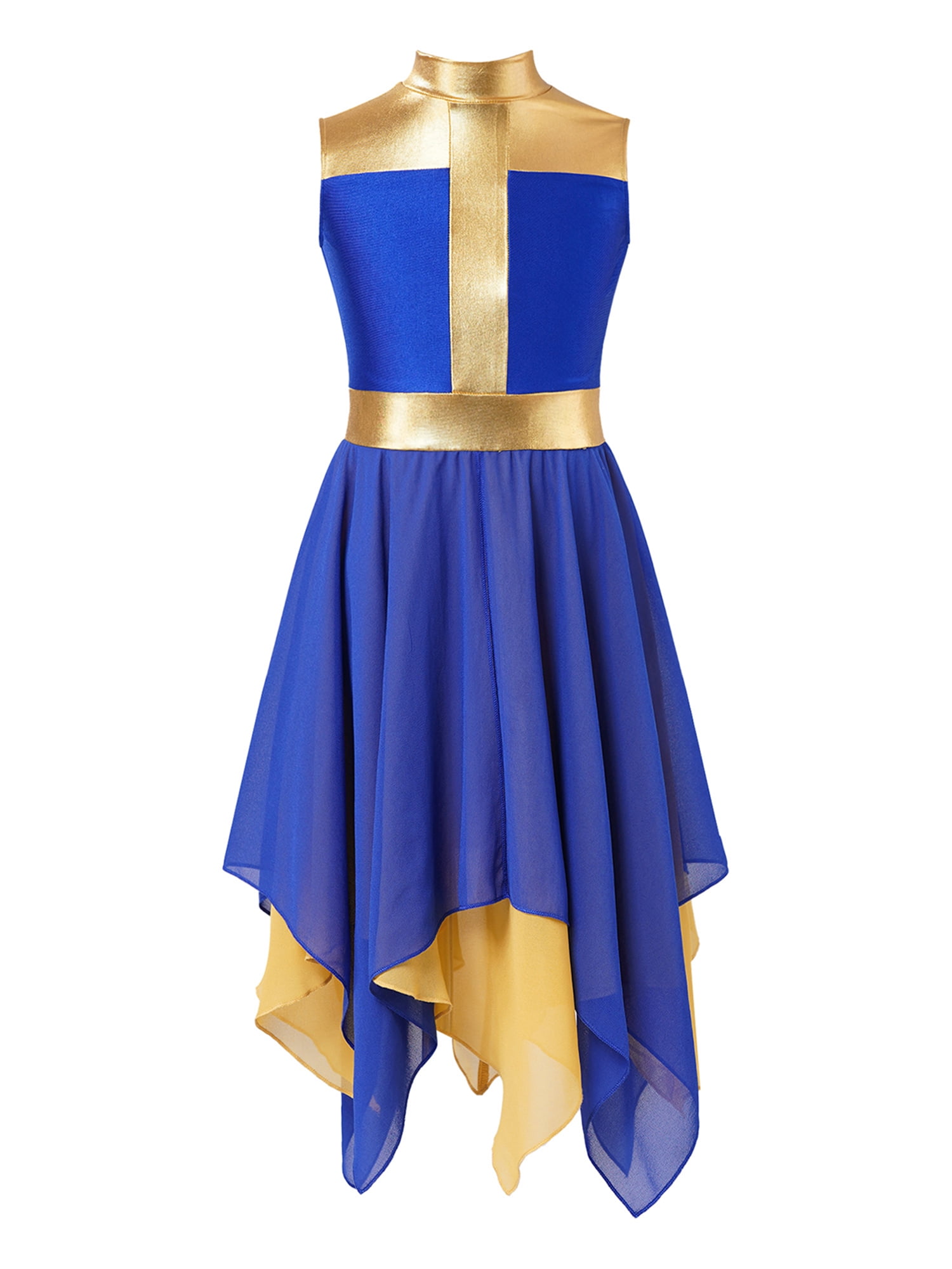 Xnihocha Girls Shiny Liturgical Praise Dance Dress Sleeveless Worship ...