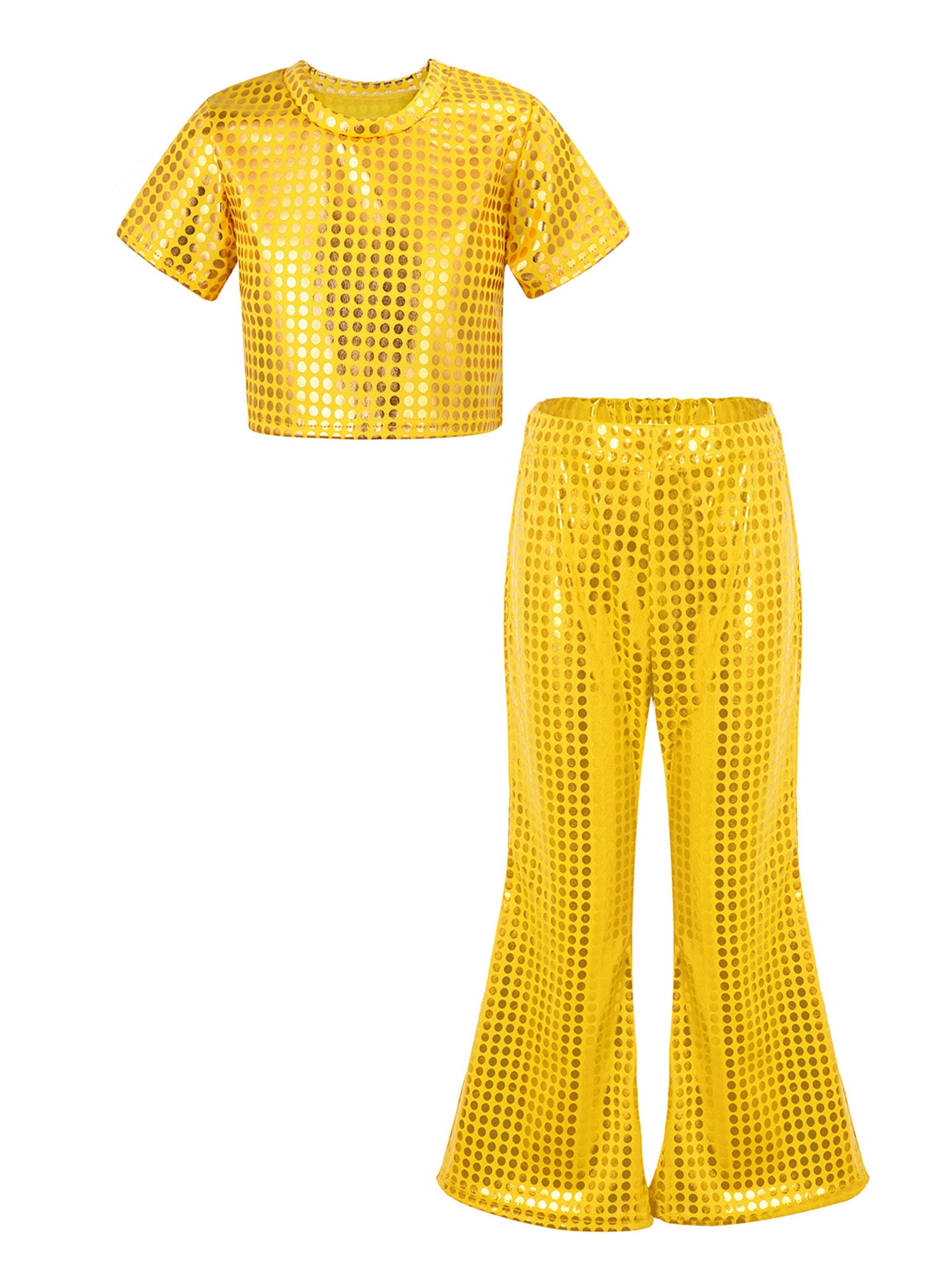 Xnihocha Kids Girls Boys Retro Disco Hip Hop Jazz Dance Outfit Sequins ...