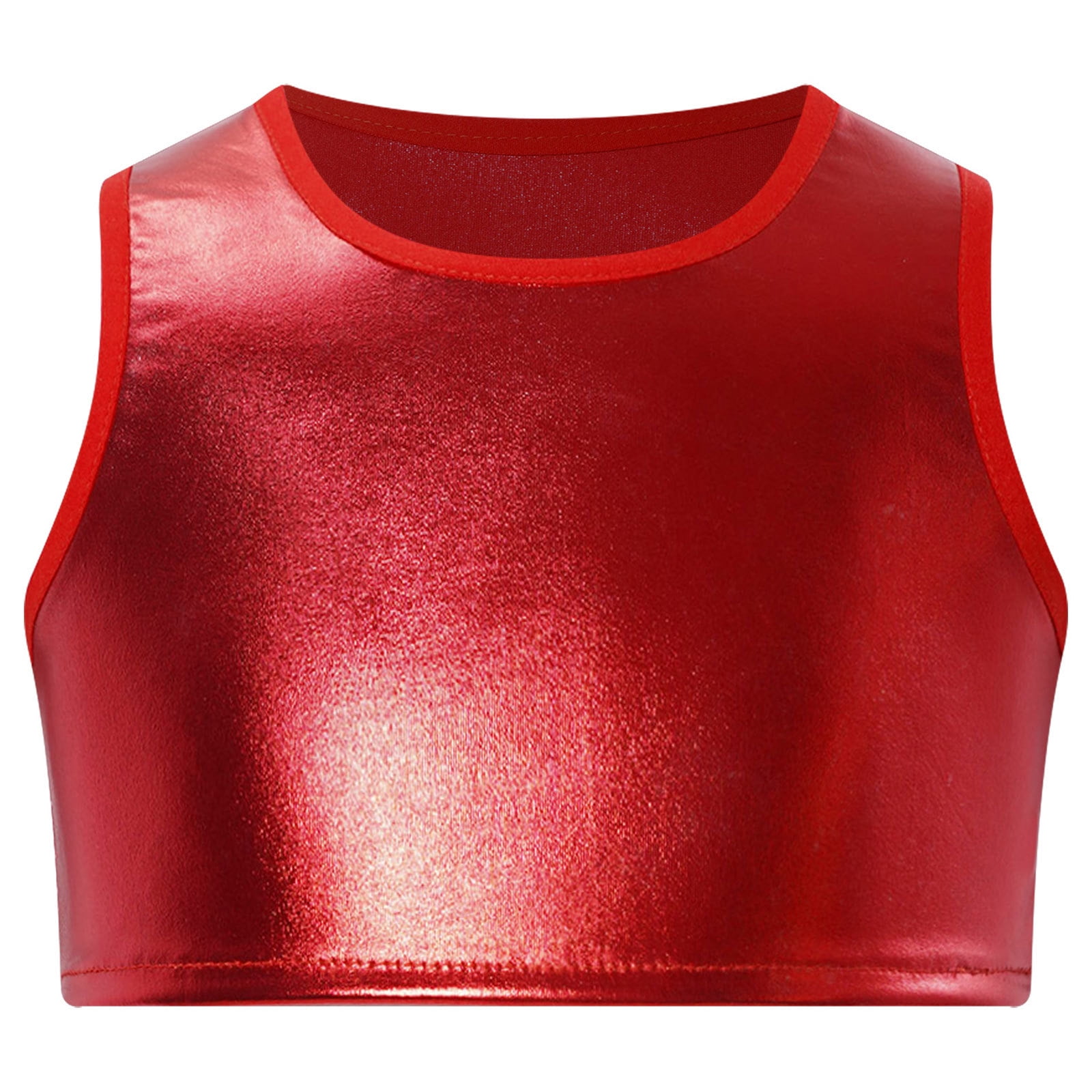 Xnihocha Kids Girls Metallic Dance Crop Top Jazz Hip Hop Stage ...