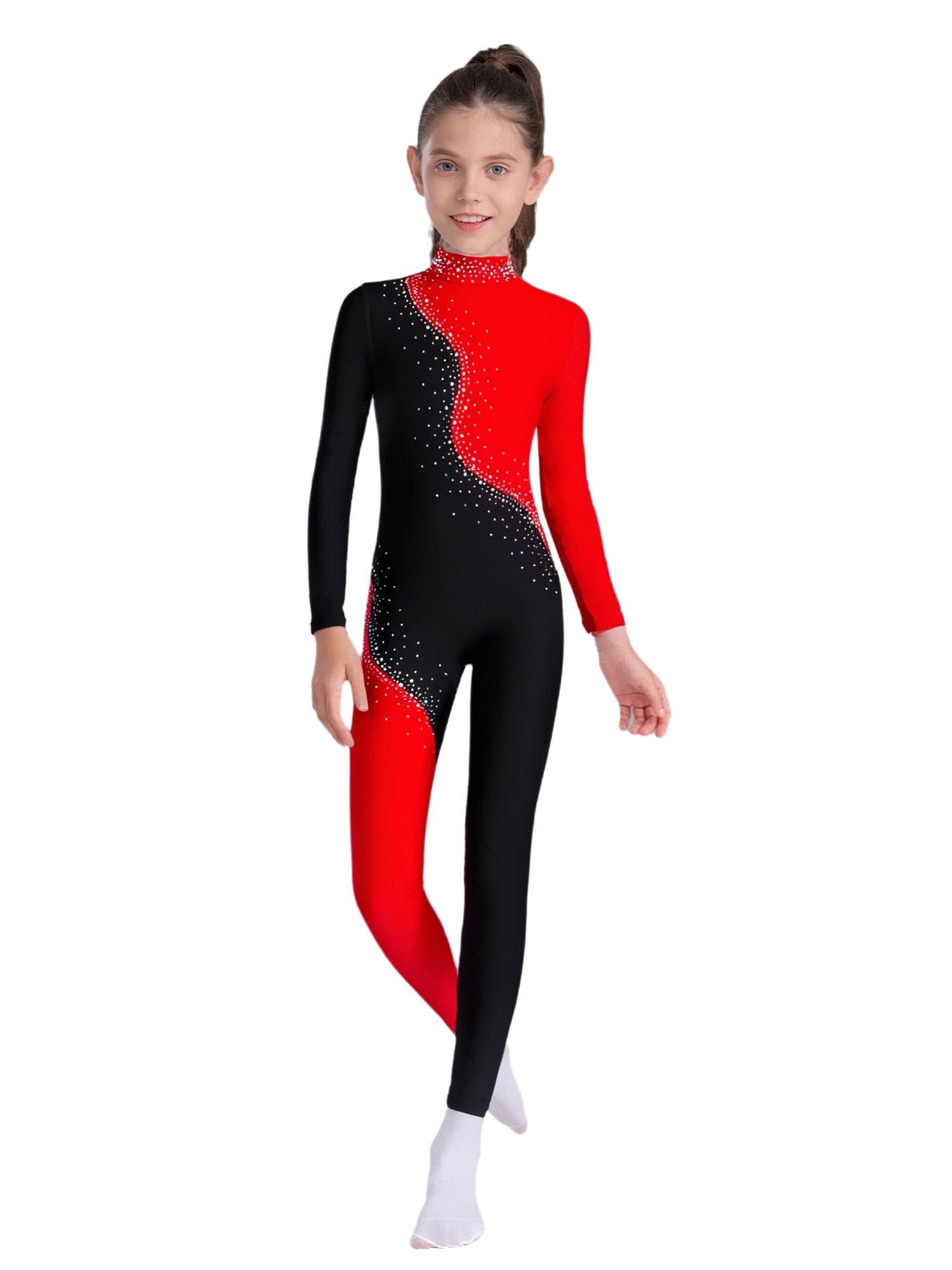 Xnihocha Kids Girls Shiny Rhinestone Full Body Gymnastics Leotard ...