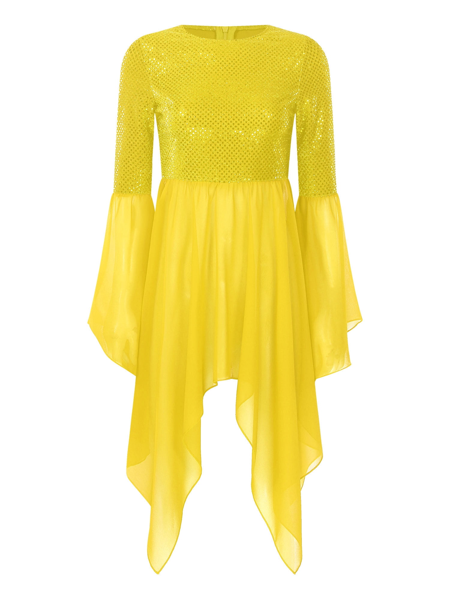 Xnihocha Womens Sequin Chiffon Liturgical Praise Dance Tunic Irregular ...