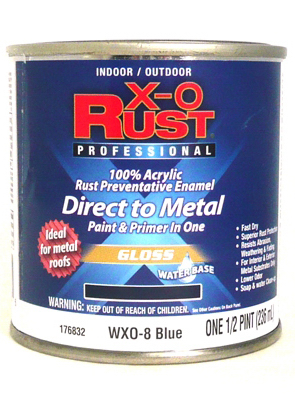 Xo-8 Premium X-O Rust 1/2 PT Gloss Blue Water Base Interior/Exterior A ...