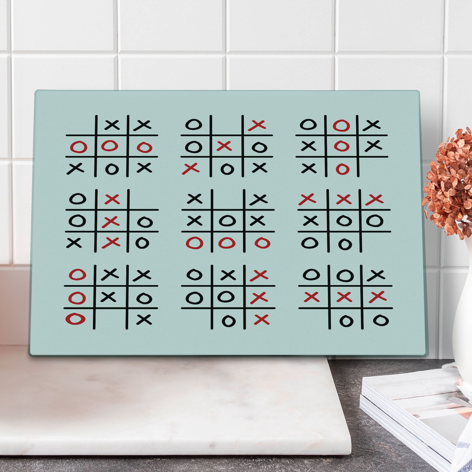 Xo Cutting Board, Doodle Style Tic Tac Toe Game Set Table with X and O ...