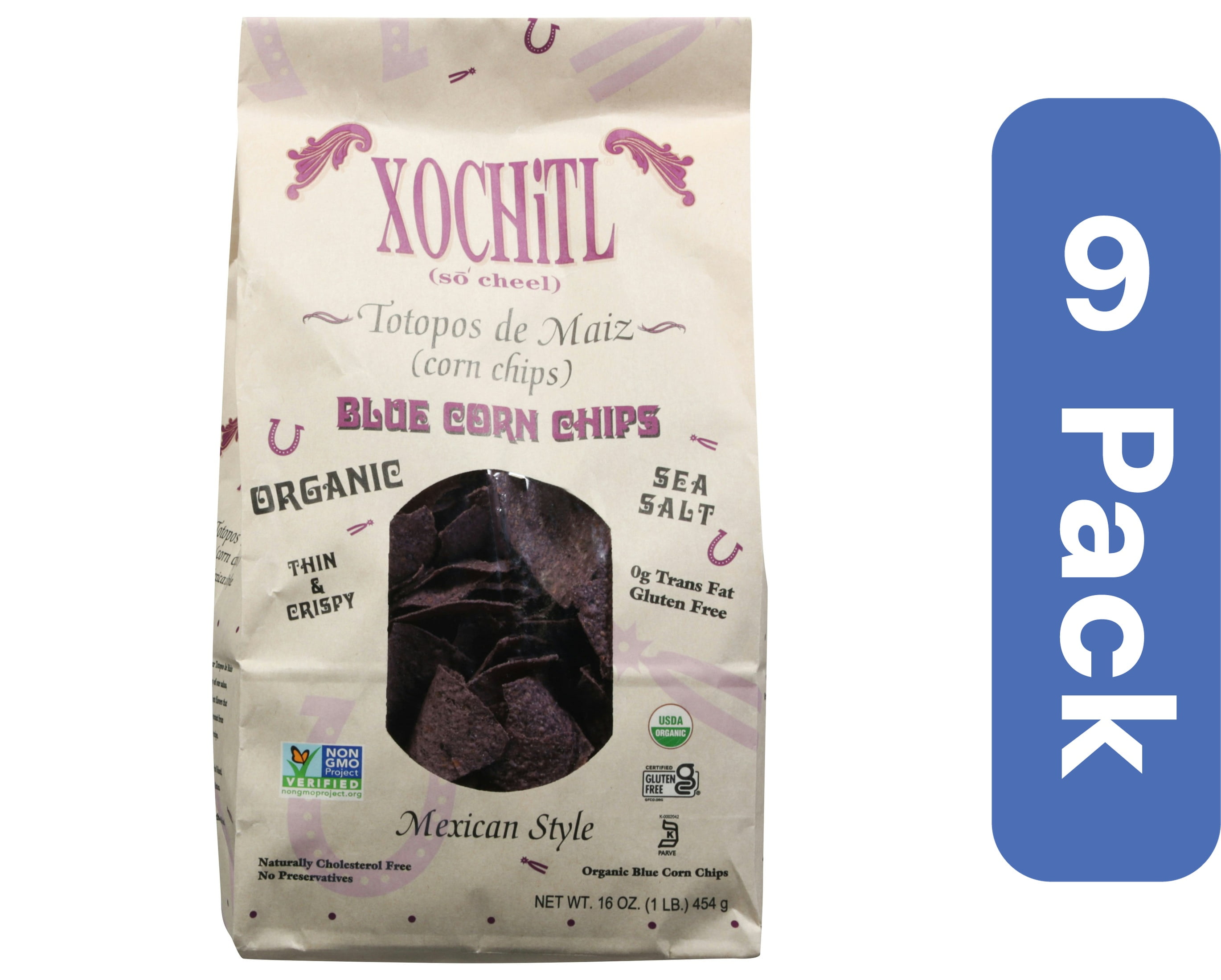 Xochitl Organic Blue Corn Chips 16 oz (Pack of 9) - Walmart.com