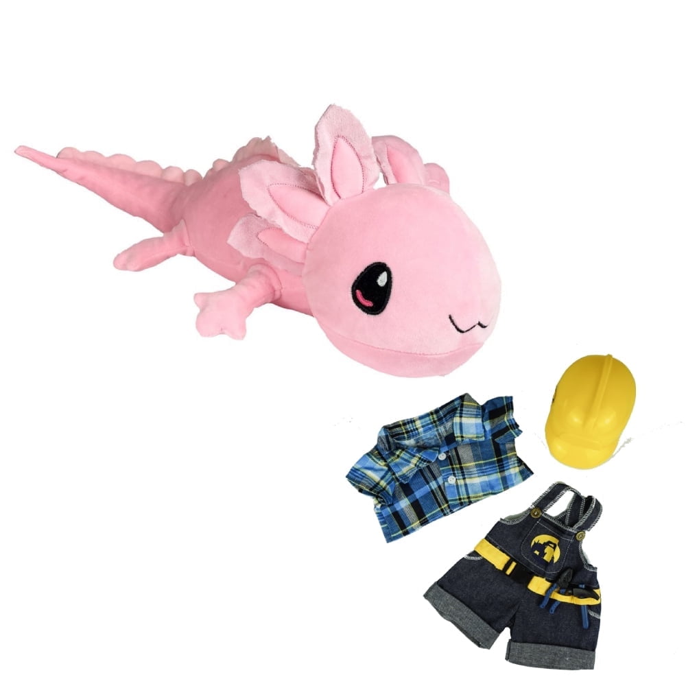 Xochitl the Pink Axolotl 16" Plush with Construction Worker Outfit and ...