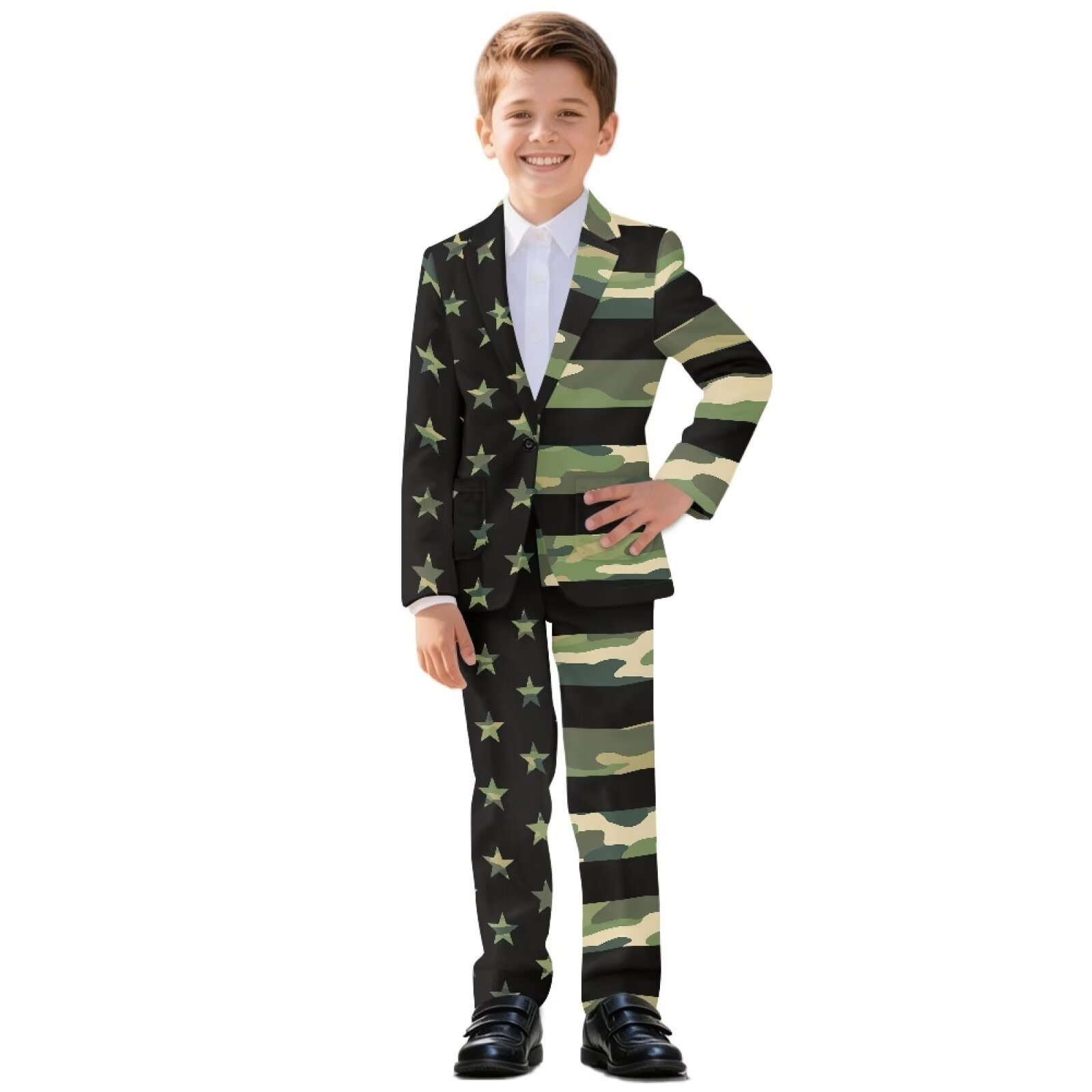 Xoenoiee American Flag Camo Print Boys Suit for Kids 2 Pieces Formal ...