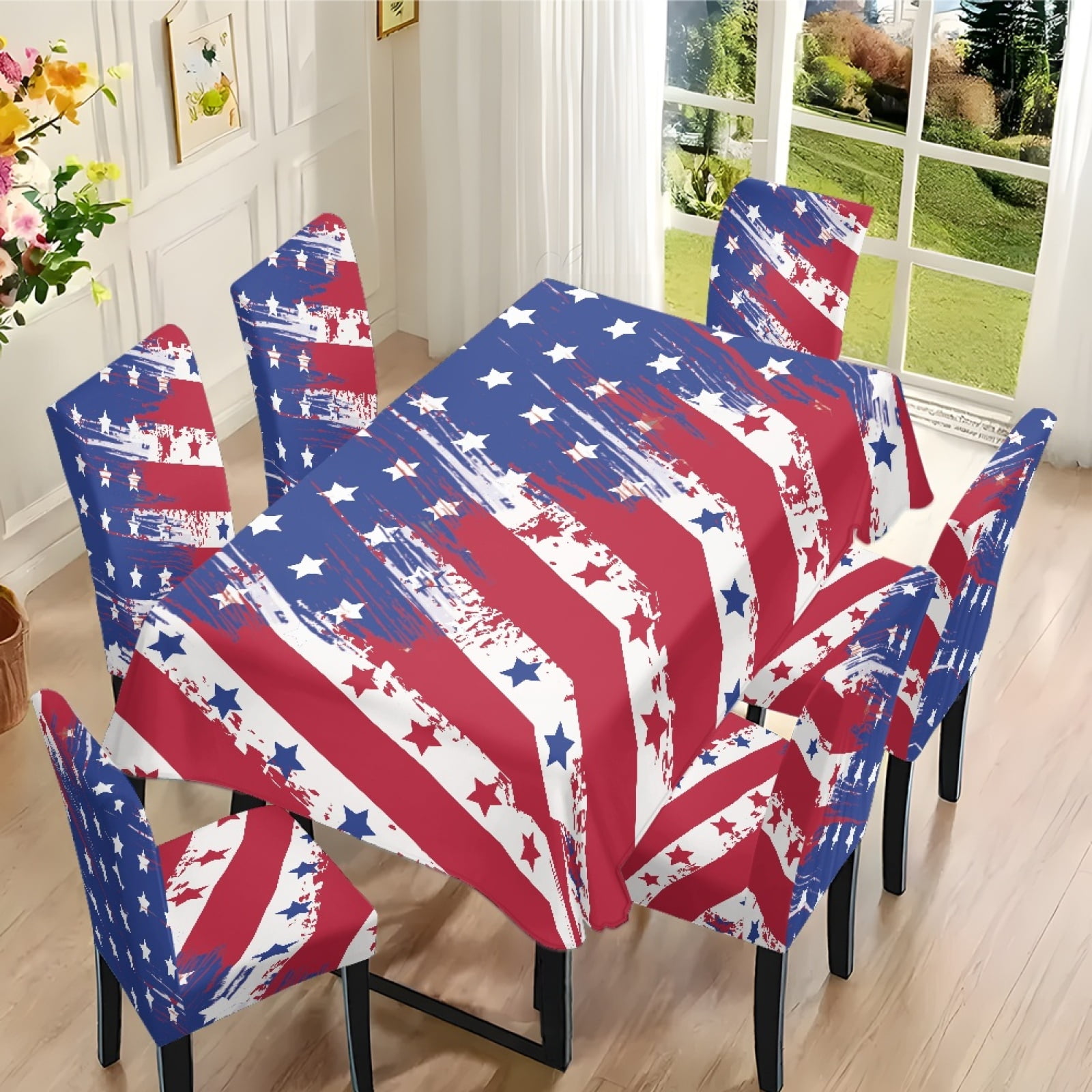Xoenoiee American Flag Paint Splatter Print Dining Table and Seat ...