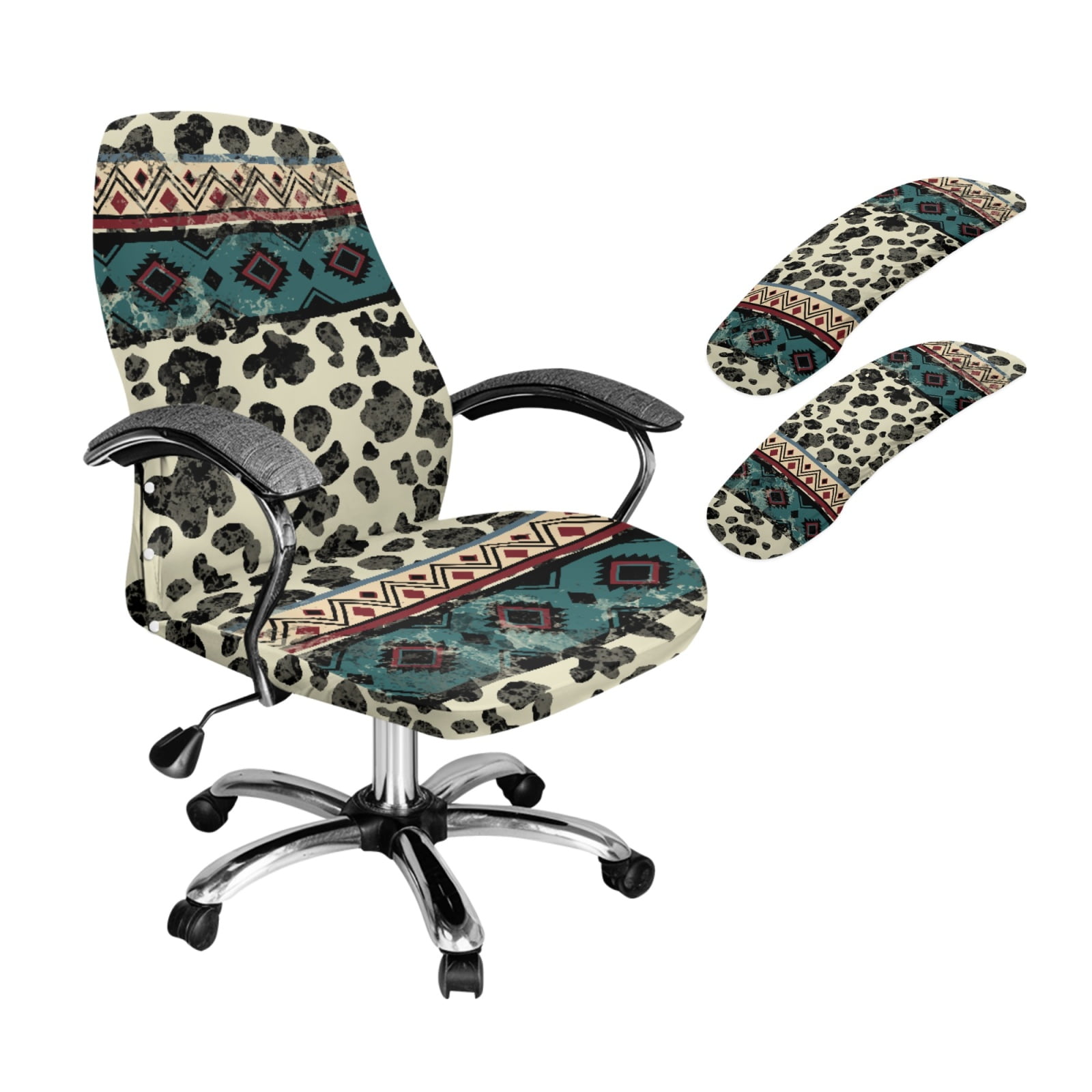 Xoenoiee Aztec Cow American Tribal Print Office Chair Cover with ...