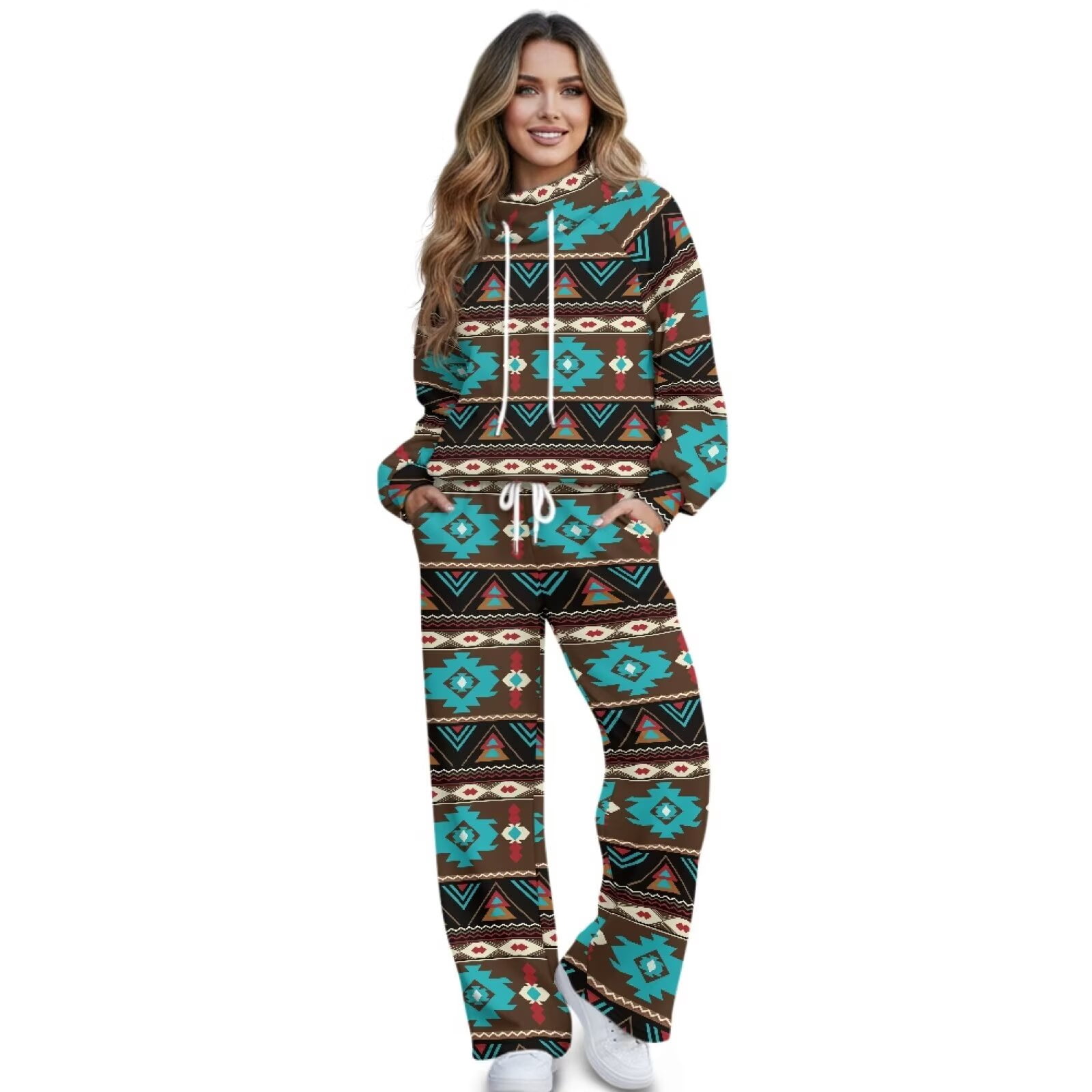 Xoenoiee Aztec Southwest American Tribal Print 2 Piece Sets for Women ...