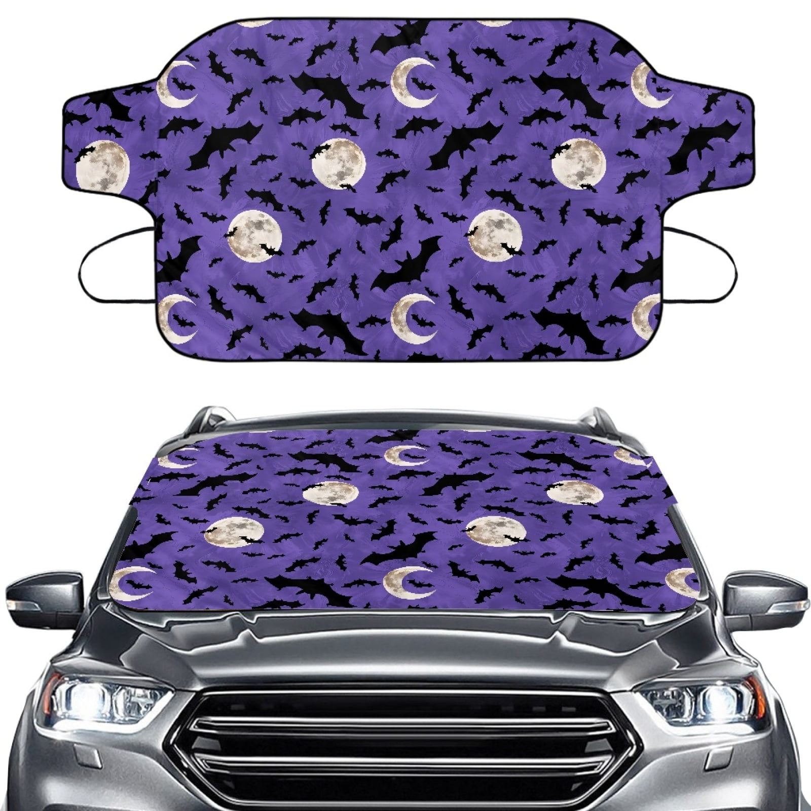 Xoenoiee Bat Moon Print Car Windshield Snow Cover, Frost Ice Windscreen ...