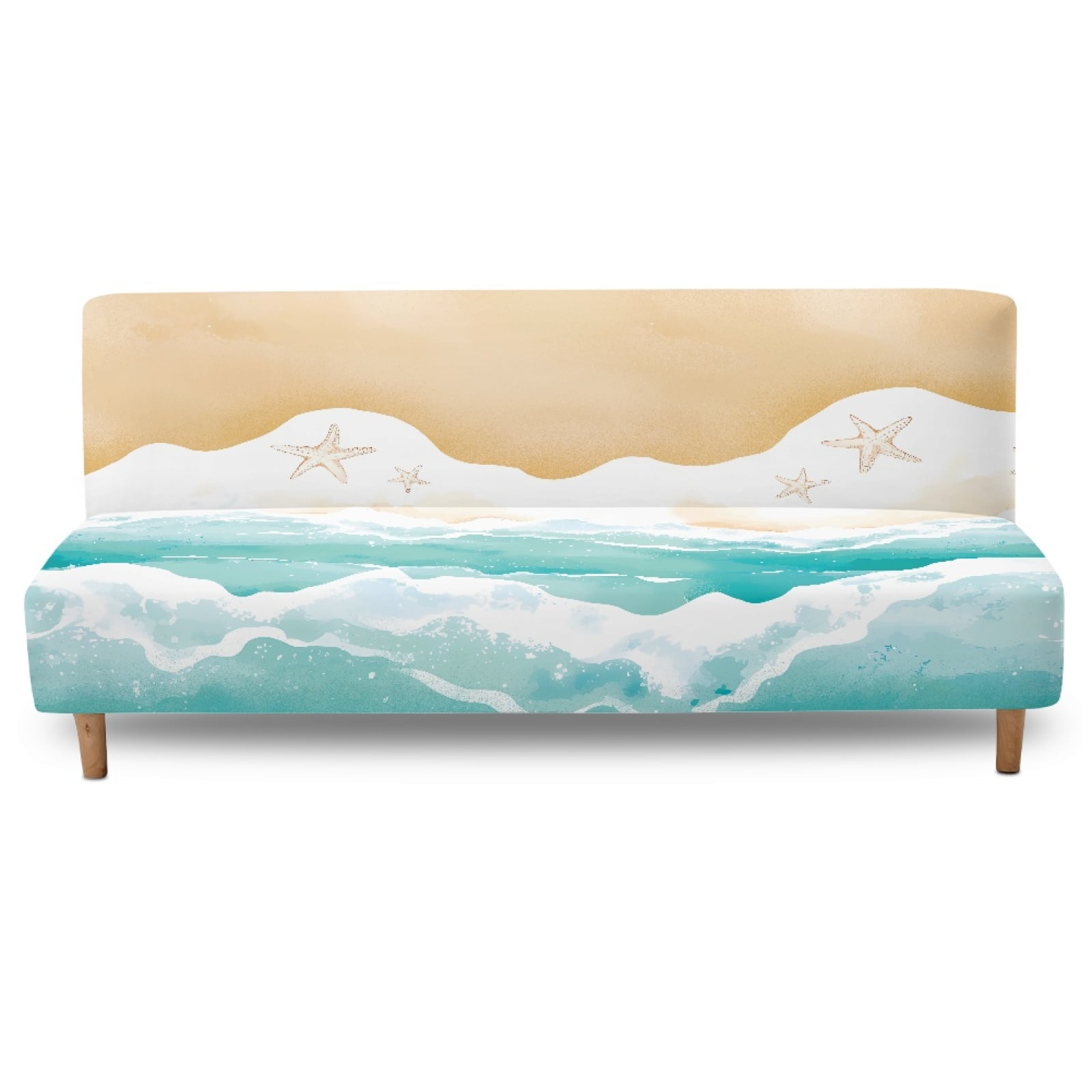 Xoenoiee Beach Starfish Print Futon Slipcover Armless Folding Sofa ...