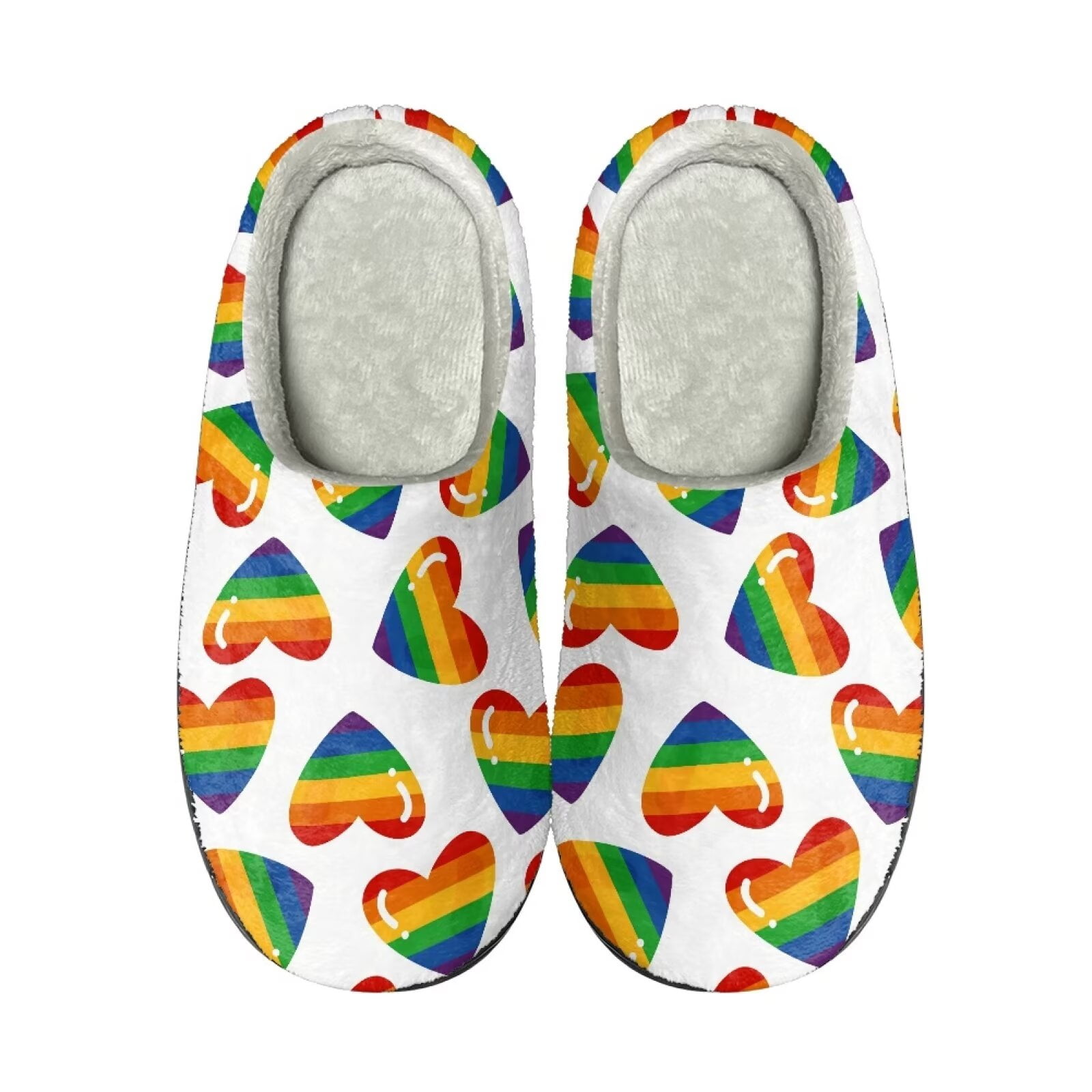 Xoenoiee Bedroom Slippers LGBT Love Heart Print Cosy Slippers for ...