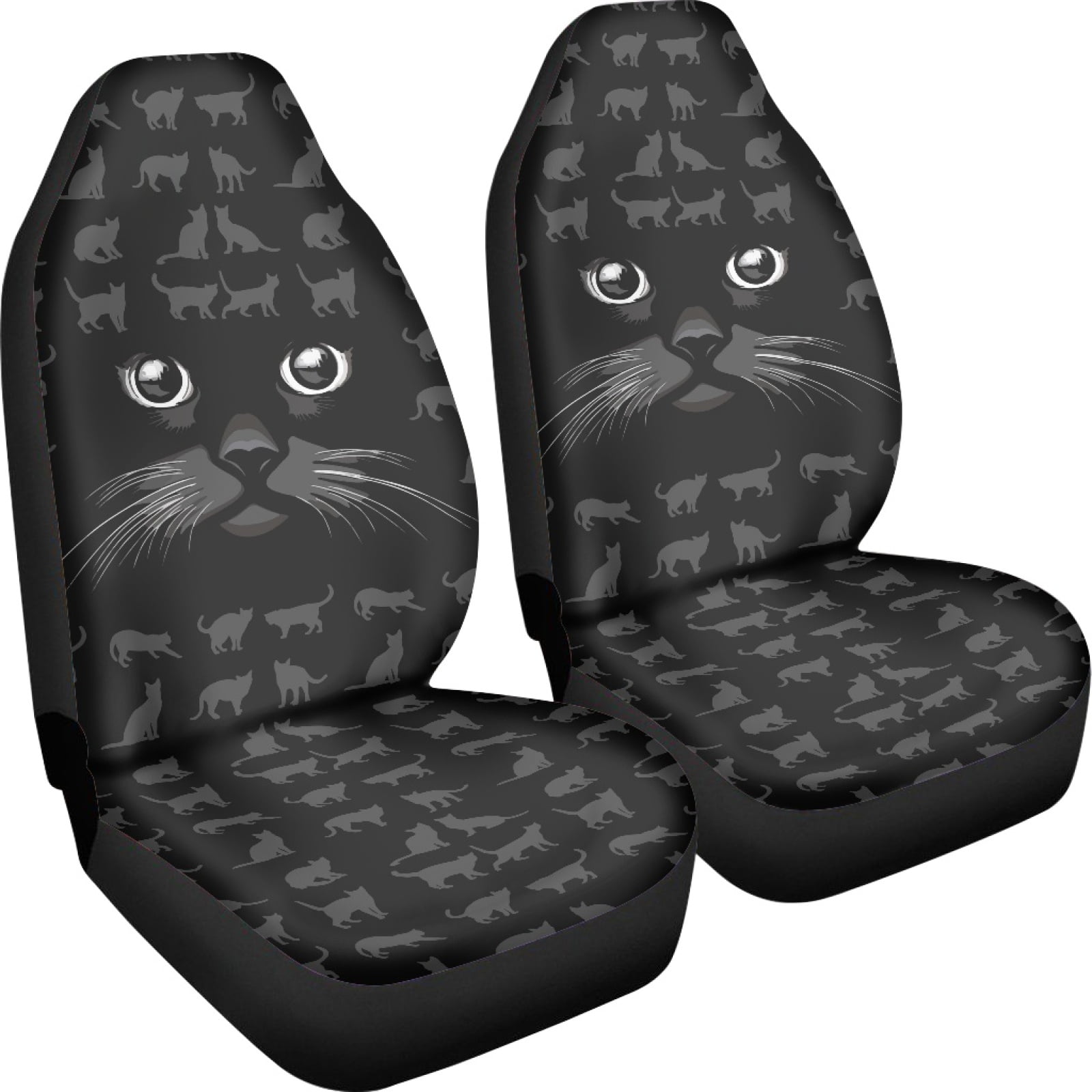 Xoenoiee Black Cat Pattern Car Seat Covers Front Seats Only High Back ...