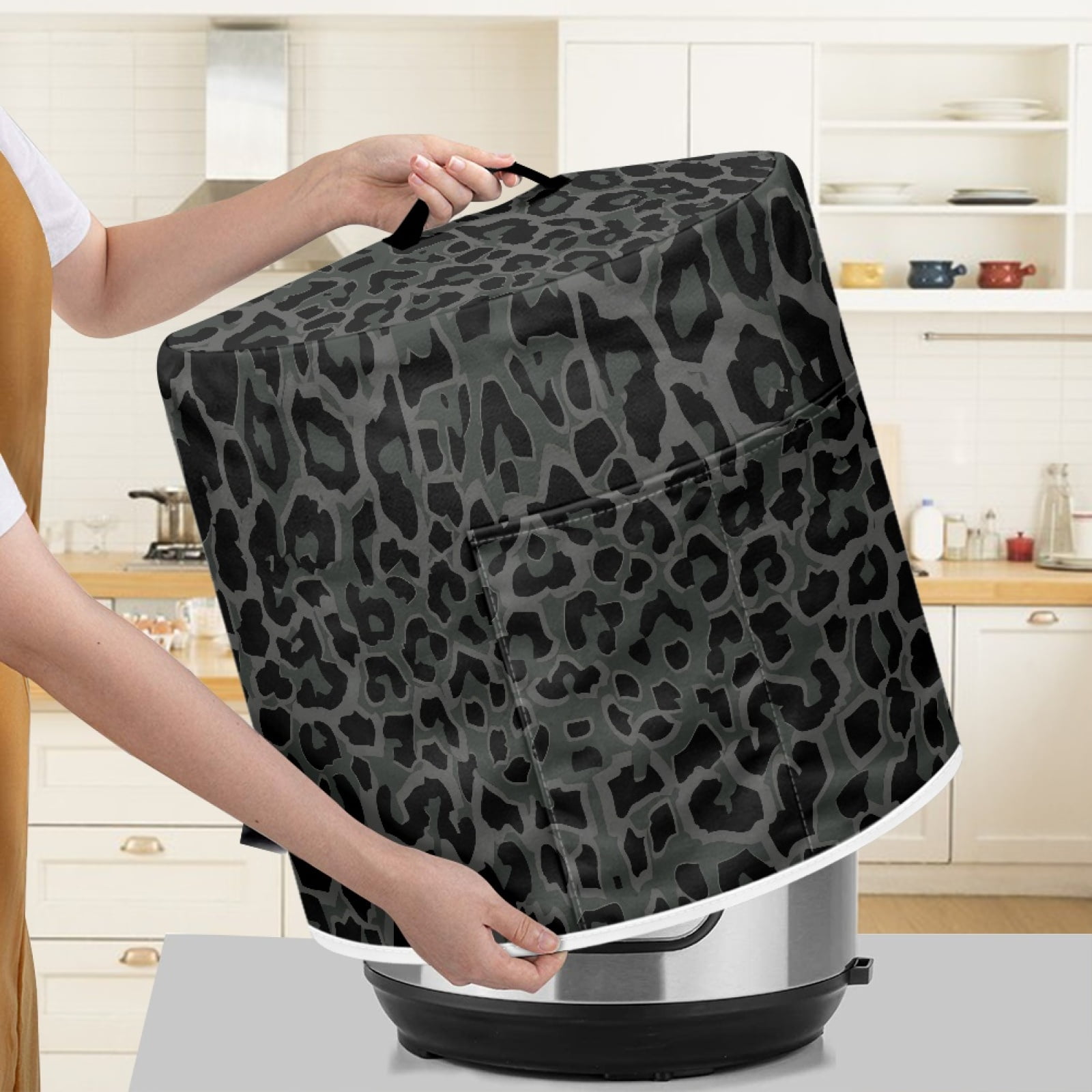 Xoenoiee Black Leopard Pattern Pressure Cooker Cover 3 qt, Kitchen ...