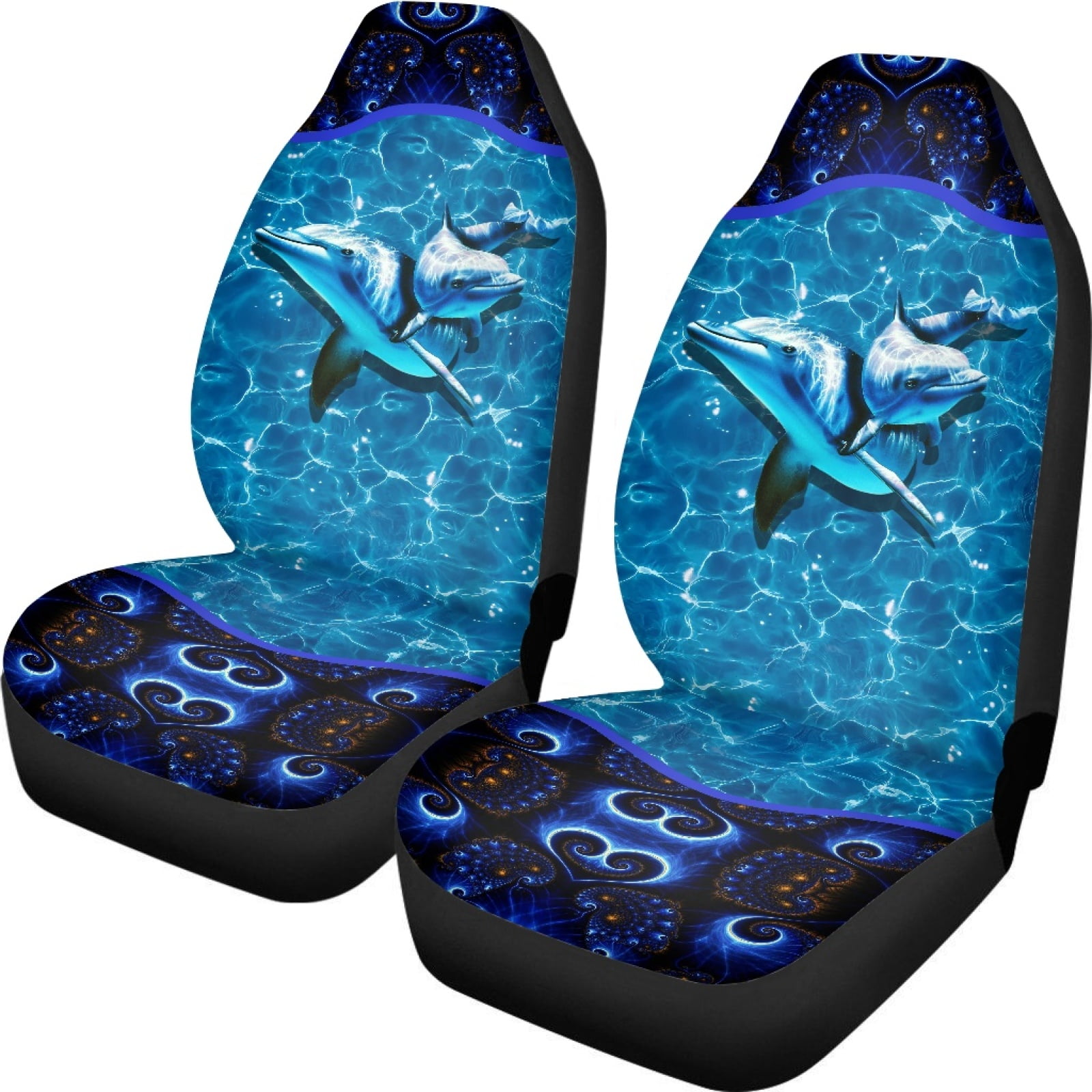 Xoenoiee Blue Dolphin Abstract Fractal Print Car Seat Cover Saddle ...
