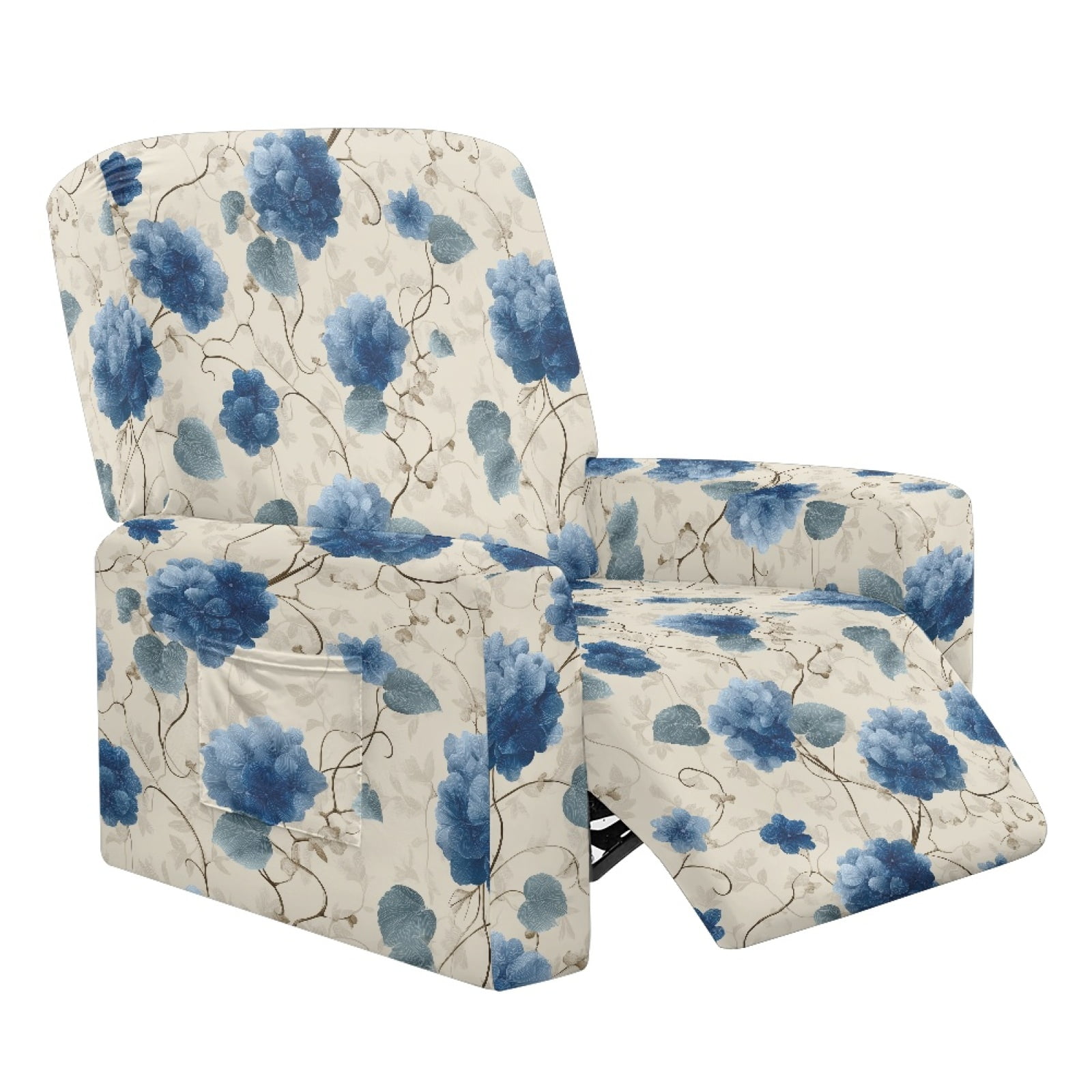 Xoenoiee Blue Hydrangea Flower Print Recliner Slipcover Lazyboy ...