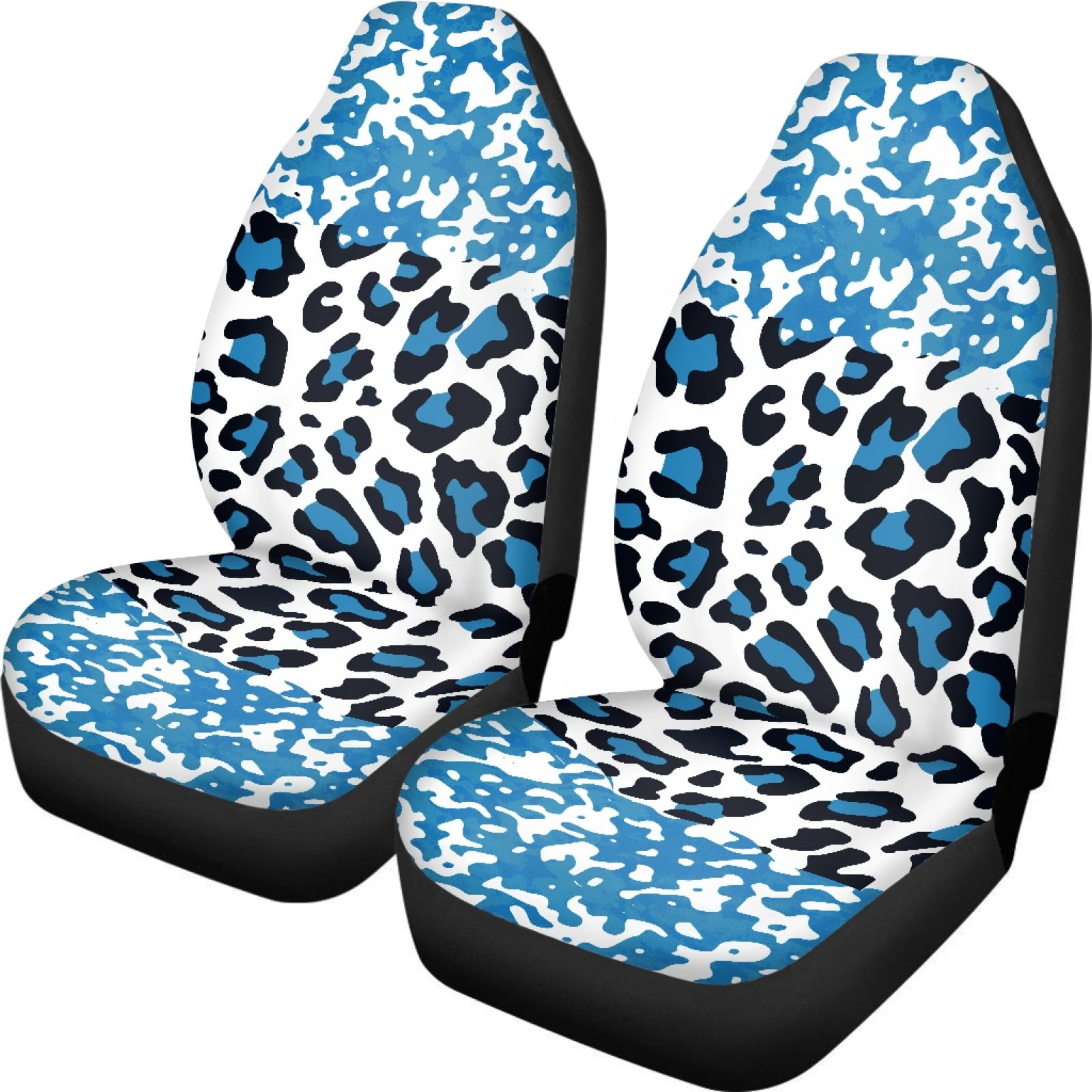 Xoenoiee Blue Leopard Print Auto Seat Covers Front Seats Only Bucket ...