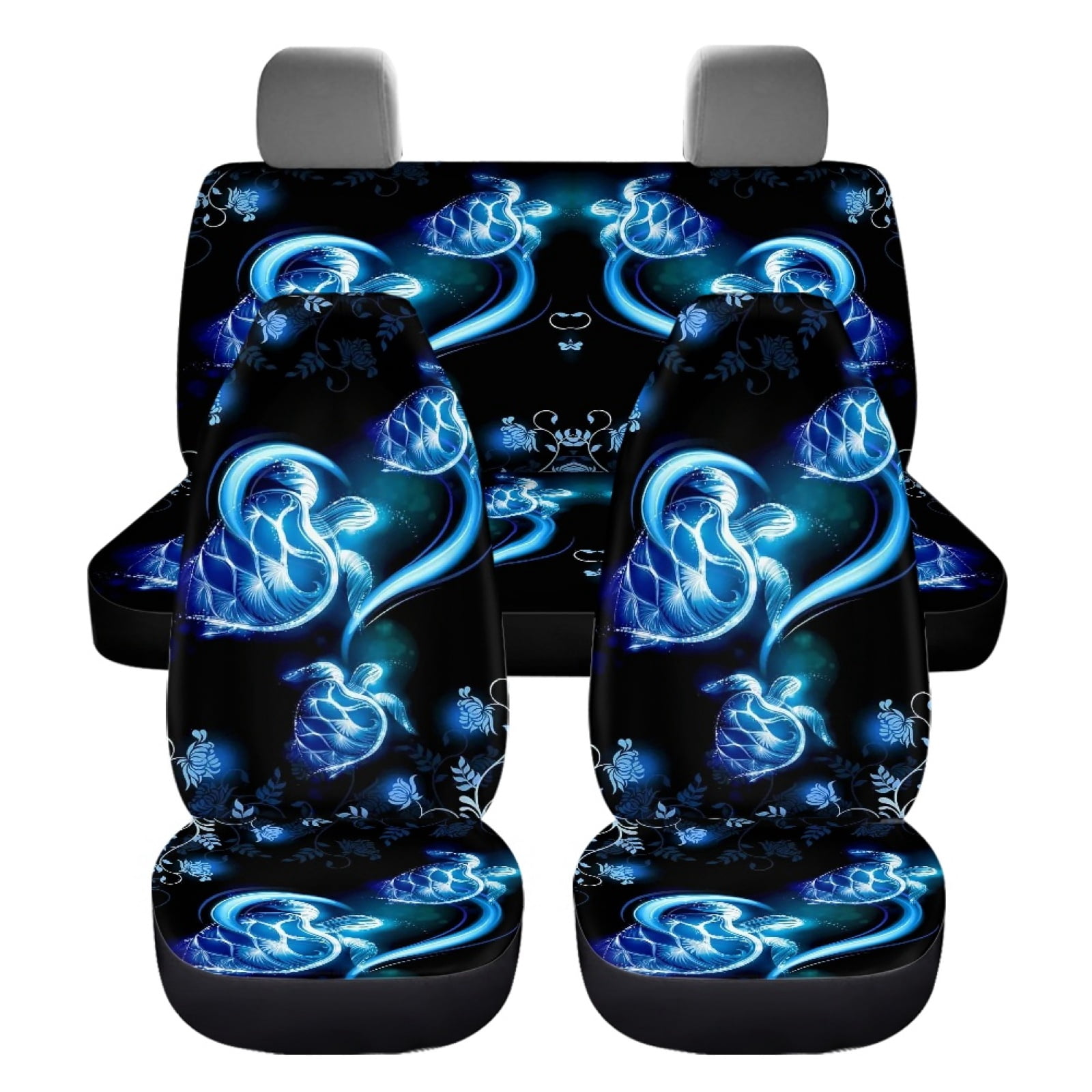 Xoenoiee Blue Neon Sea Turtle Print Car Seat Cover Full Set for SUVs ...
