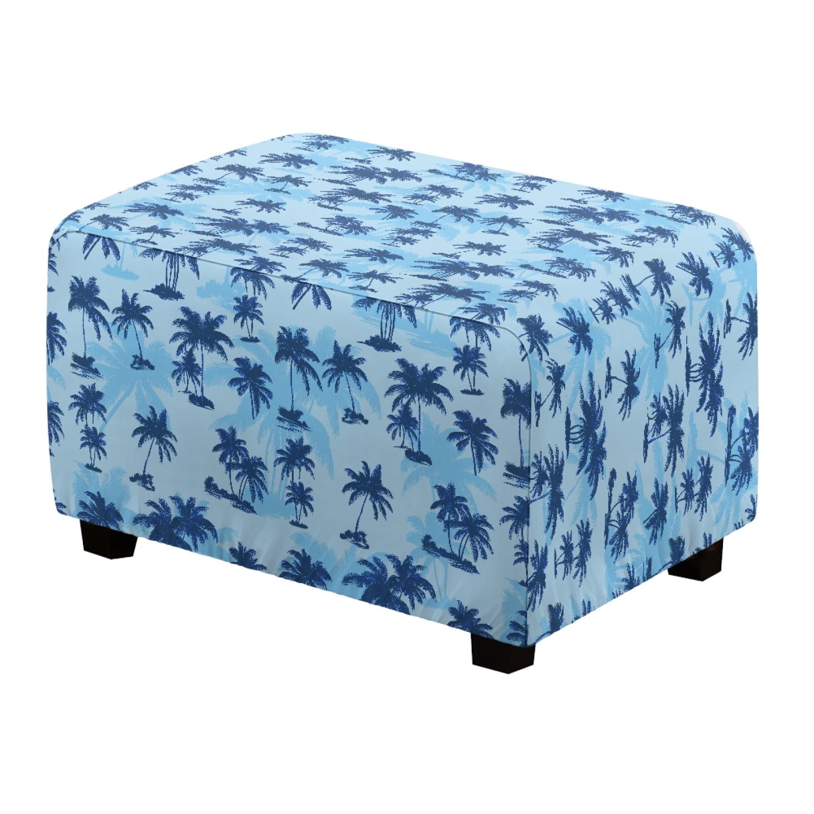 Xoenoiee Blue Palm Tree Print Ottoman Cover Latest Jacquard Design High ...
